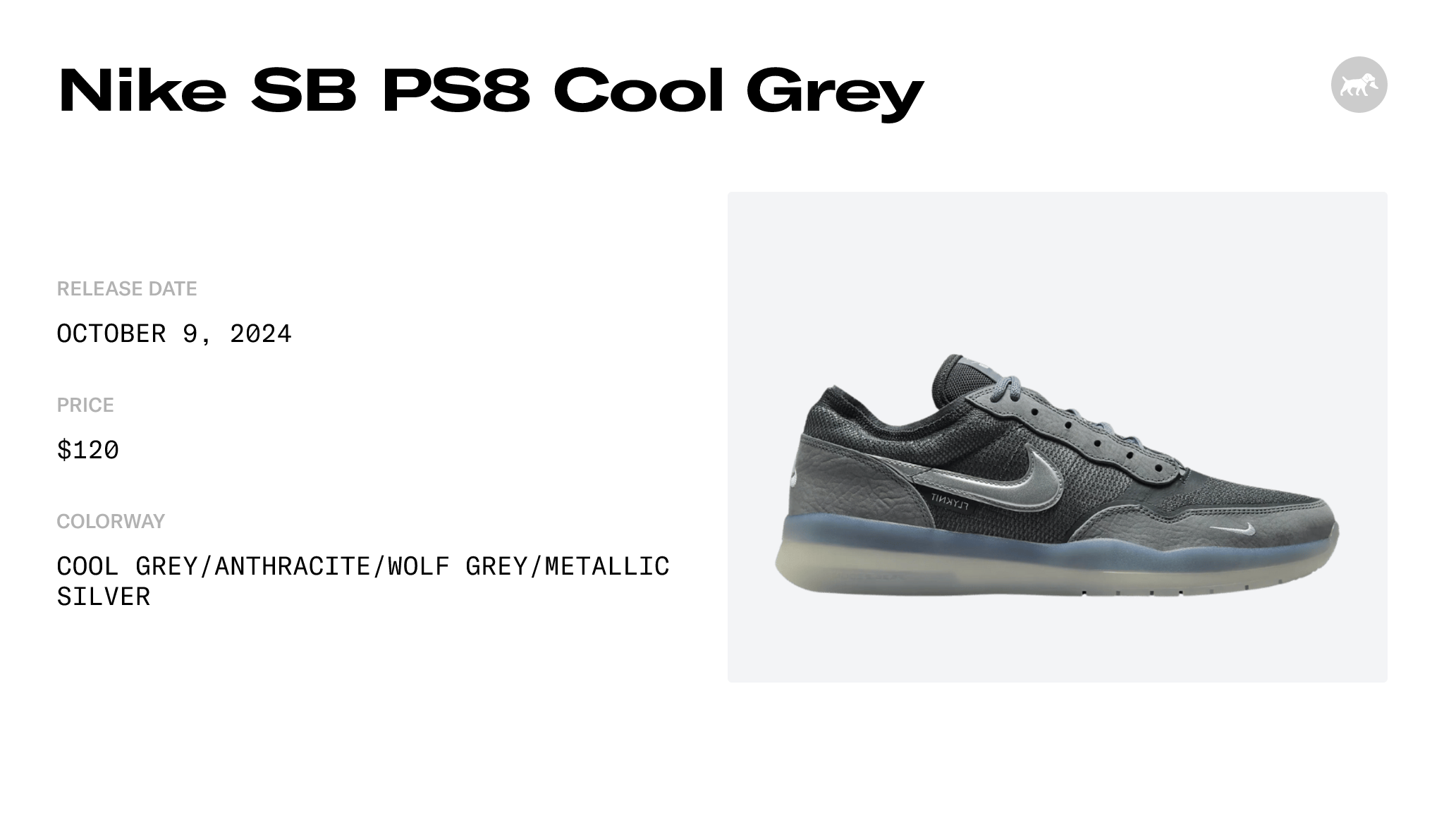 Nike SB PS8 Cool Grey - FV8493-002 Raffles & Where to Buy