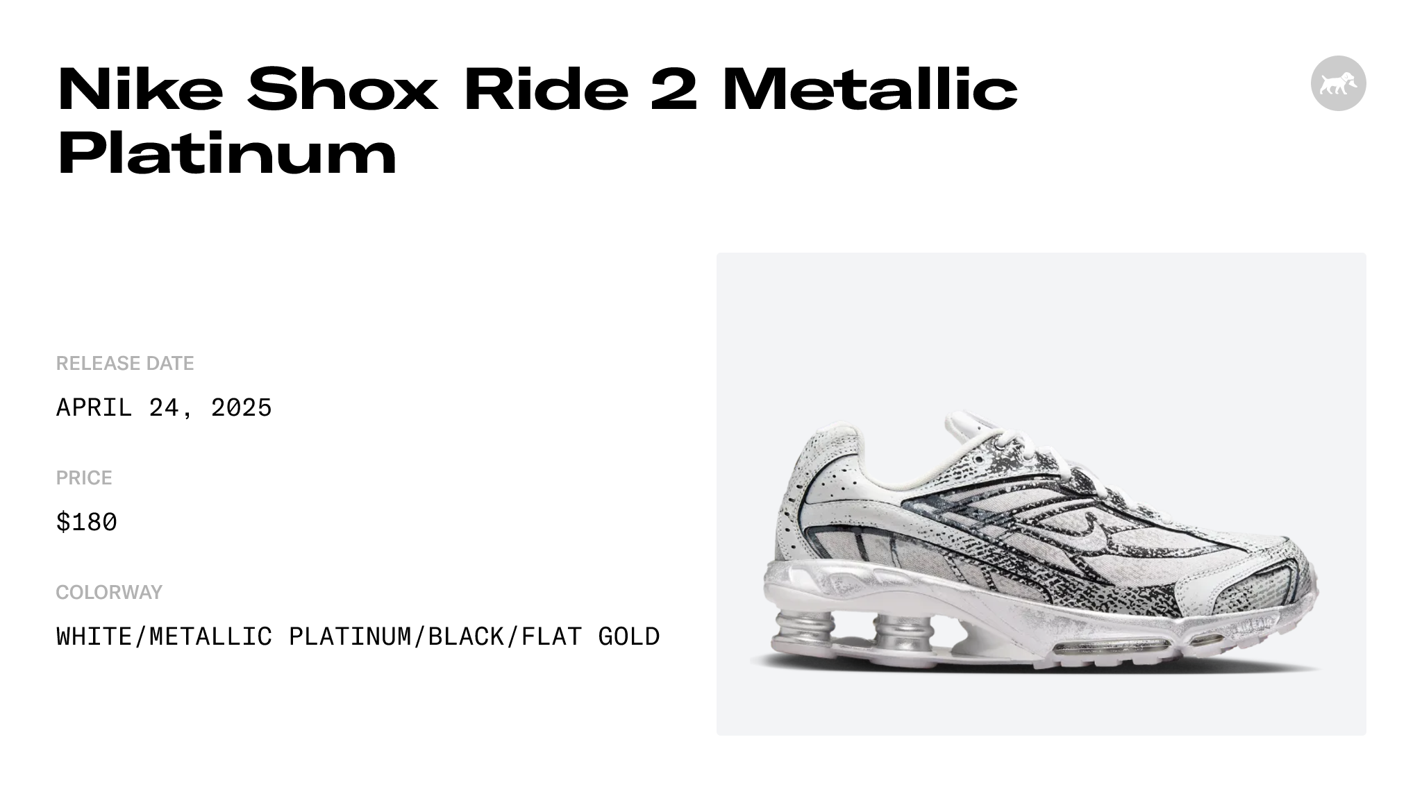 Nike Shox Ride 2 Metallic Platinum - IB8174-100 Raffles & Where to Buy