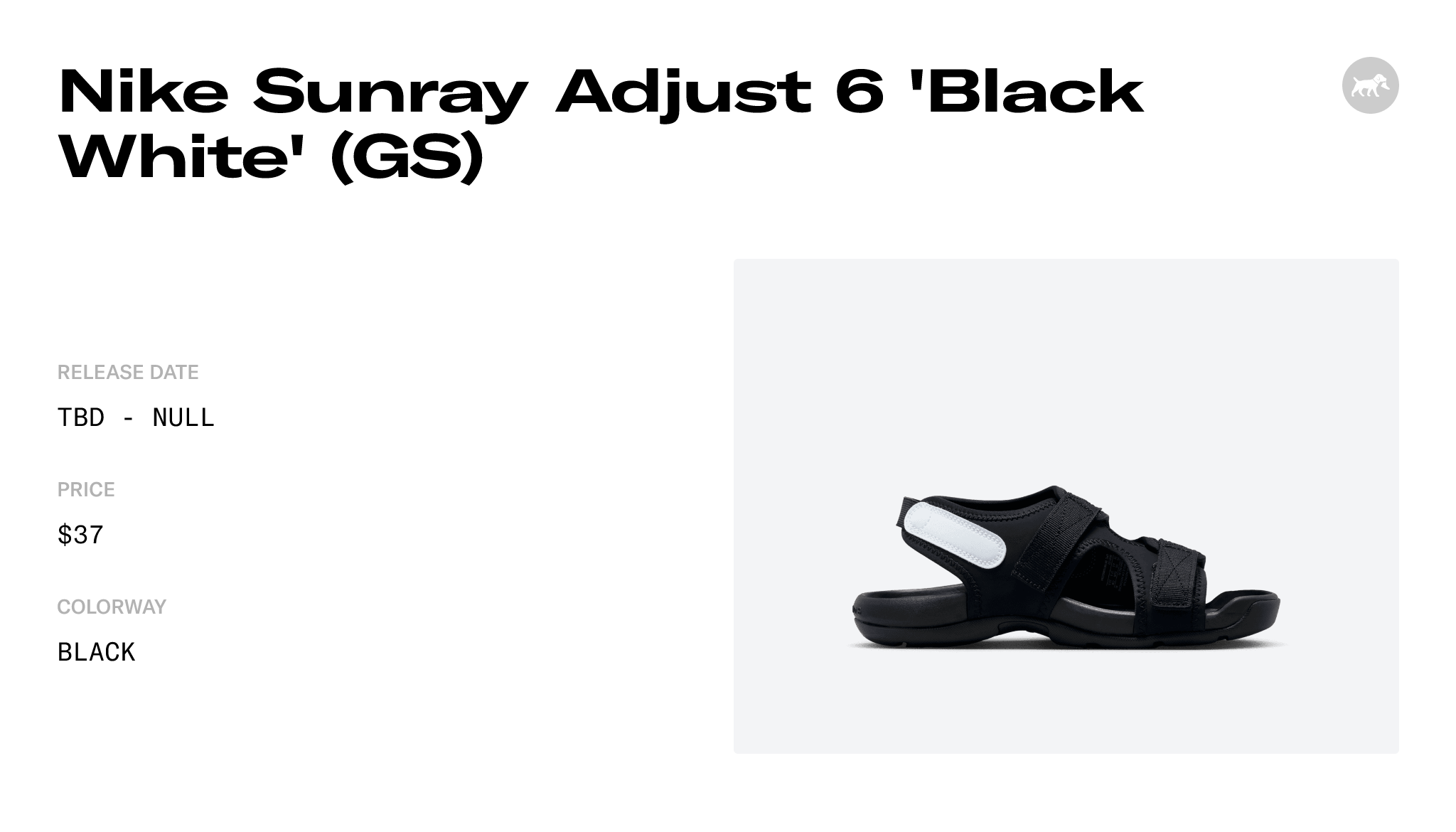 Nike Sunray Adjust 6 'Black White' (GS) - DX5544-002 Release Info