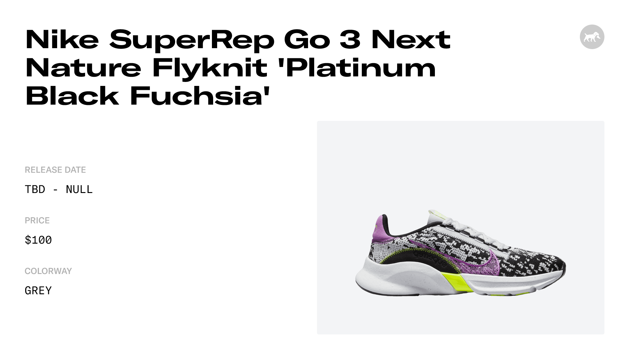 Nike SuperRep Go 3 Next Nature Flyknit 'Platinum Black Fuchsia ...