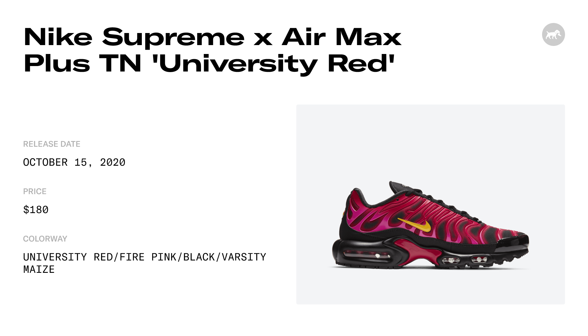 Nike Supreme x Air Max Plus TN 'University Red' - DA1472-600