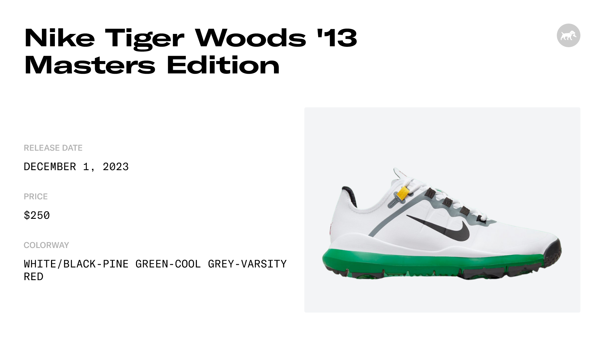 Nike Tiger Woods '13 Masters Edition - DR5752-100 Raffles & Where to Buy