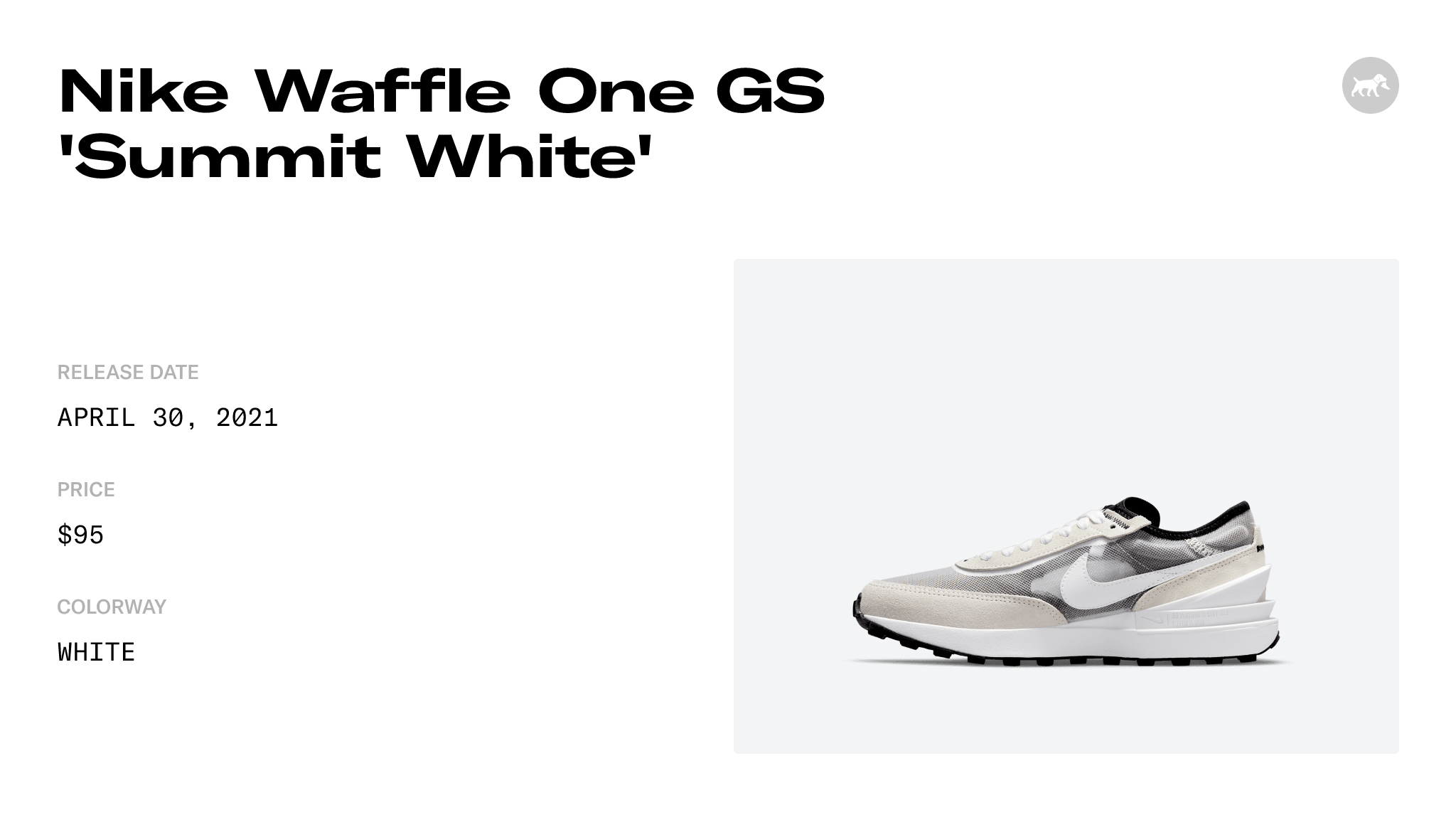 Nike Waffle One GS 'Summit White' - DC0481-100 Release Info