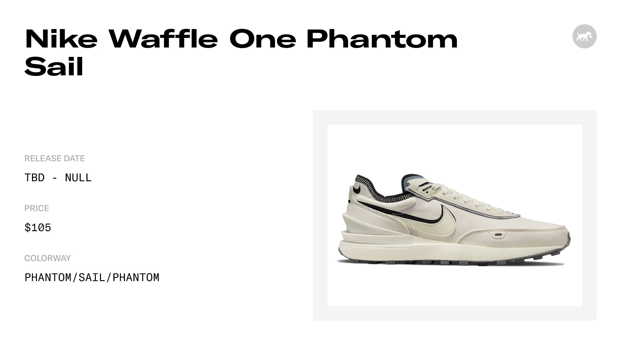 Nike Waffle One Phantom Sail - DO9782-001 Release Info