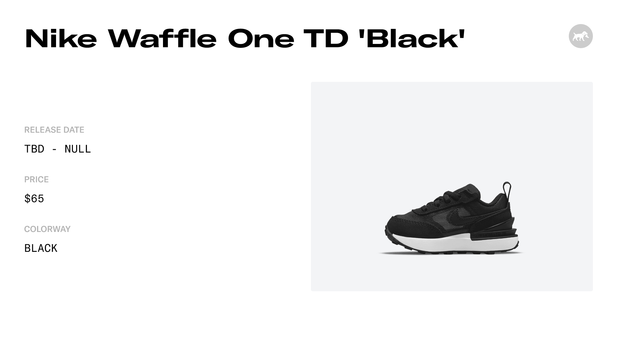Nike Waffle One TD 'Black' - DC0479-001 Release Info
