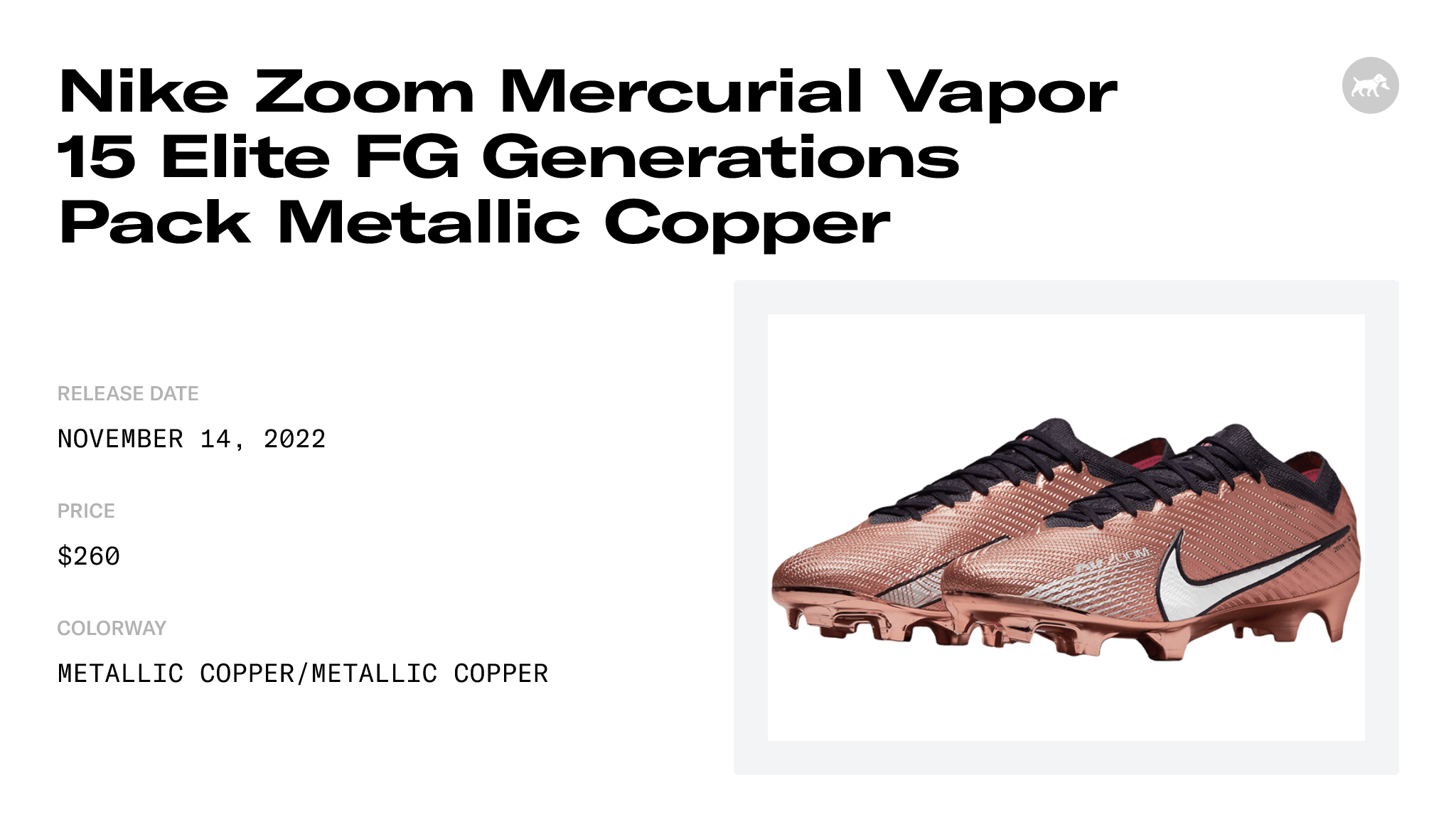Nike Zoom Mercurial Vapor 15 Elite FG Generations Pack Metallic Copper ...