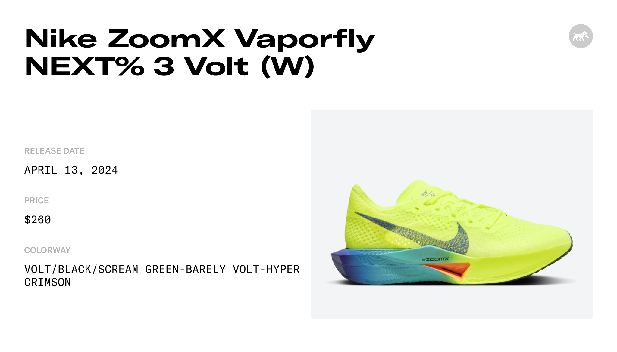 Nike ZoomX Vaporfly NEXT% 3 Volt (W) - DV4130-700 Raffles & Where to Buy