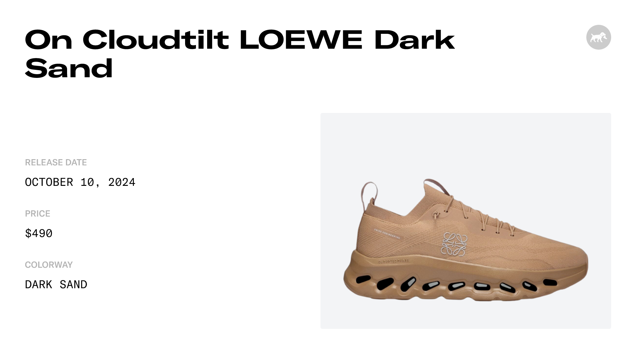 On Cloudtilt LOEWE Dark Sand - 3MD30333505 Raffles & Where to Buy
