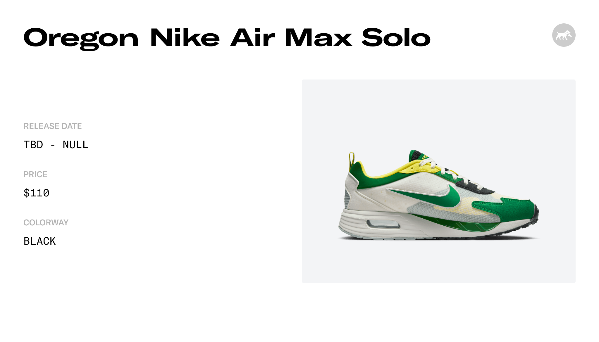 Oregon Nike Air Max Solo - FZ4837-001 Release Info