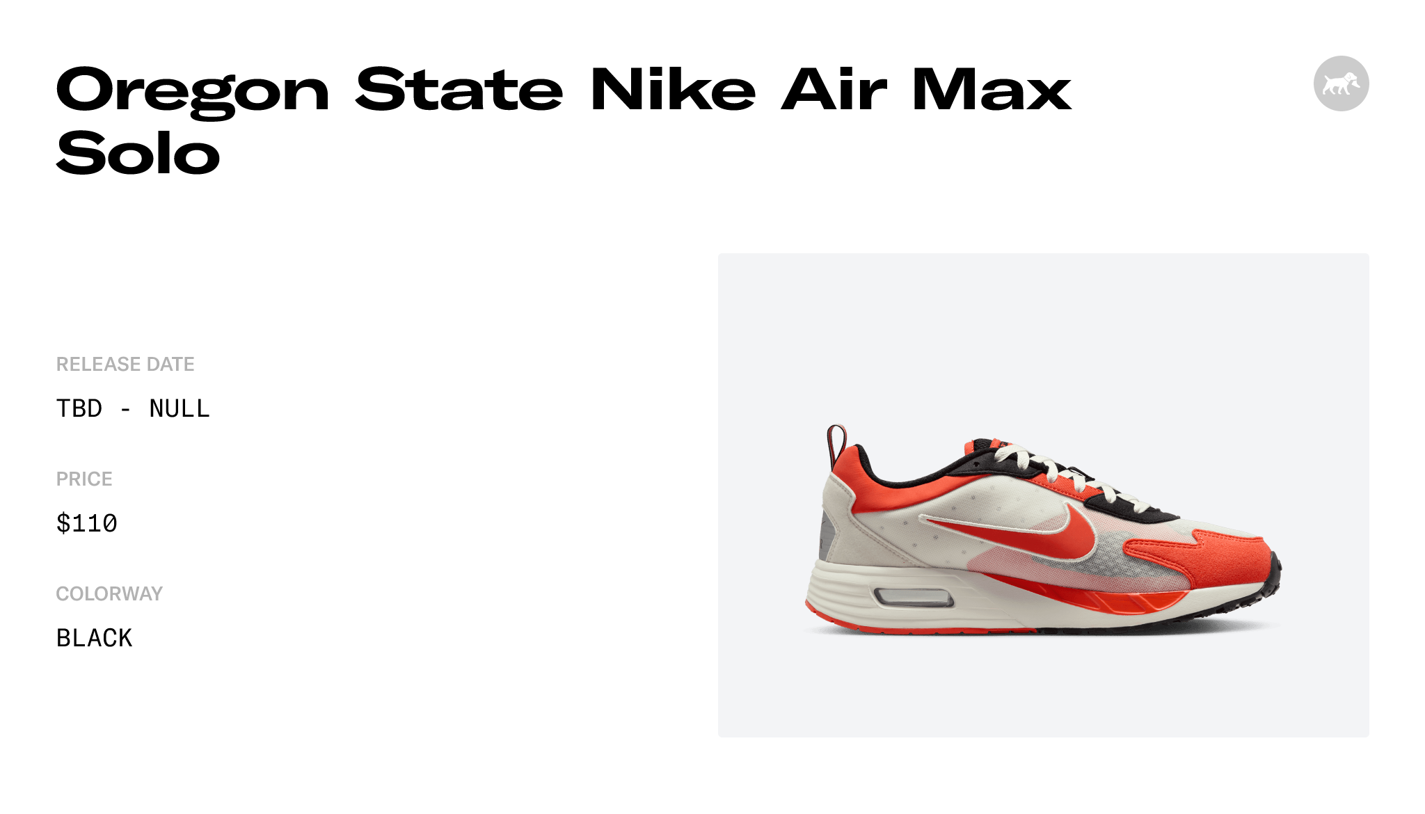 Oregon State Nike Air Max Solo - FZ4838-001 Release Info