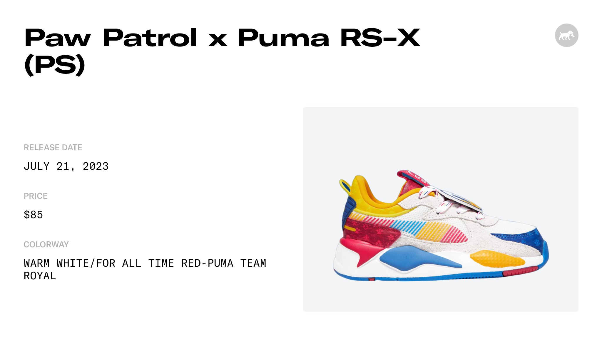 Paw Patrol x Puma RS-X (PS) - 394988-01 Raffles & Where to Buy