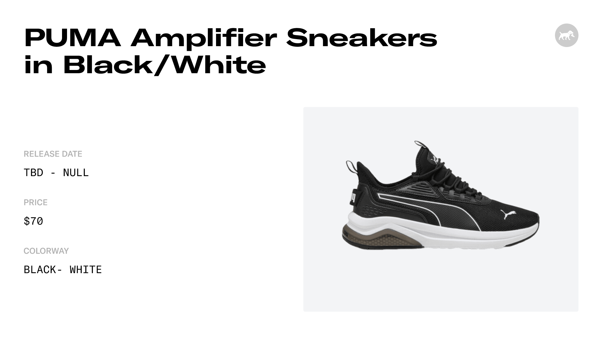 PUMA Amplifier Sneakers in Black/White - 396867-01 Release Info