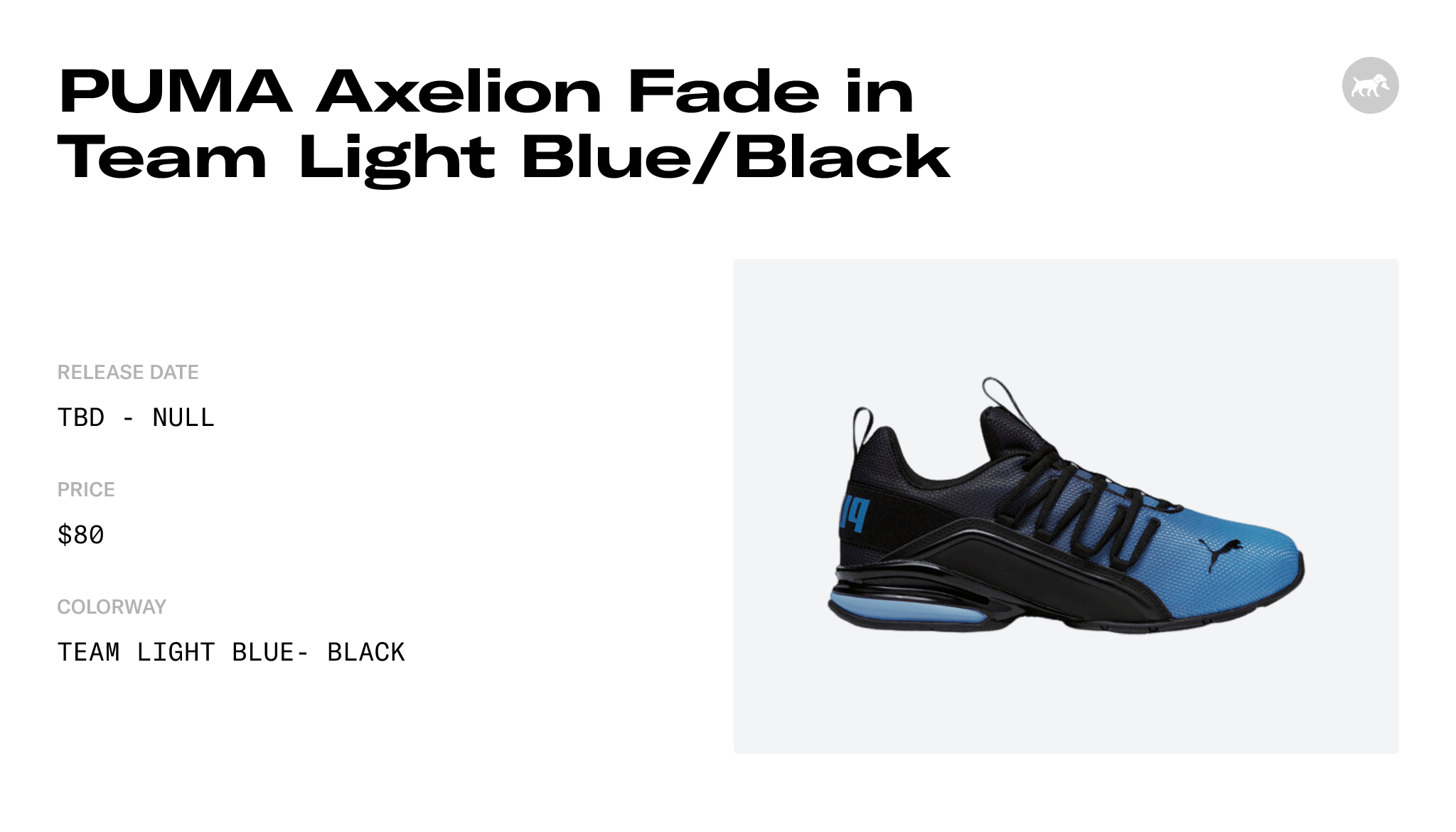 PUMA Axelion Fade in Team Light Blue/Black - 377555-02 Release Info