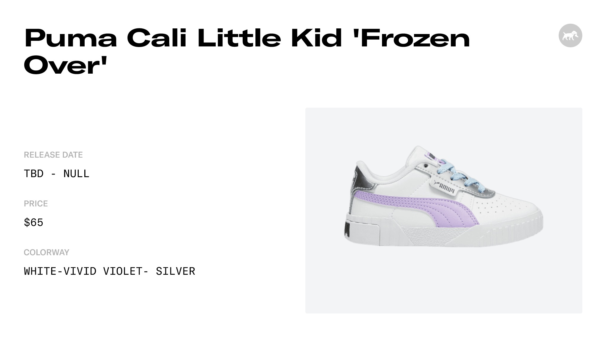 Puma Cali Little Kid 'Frozen Over' - 396118-01 Release Info