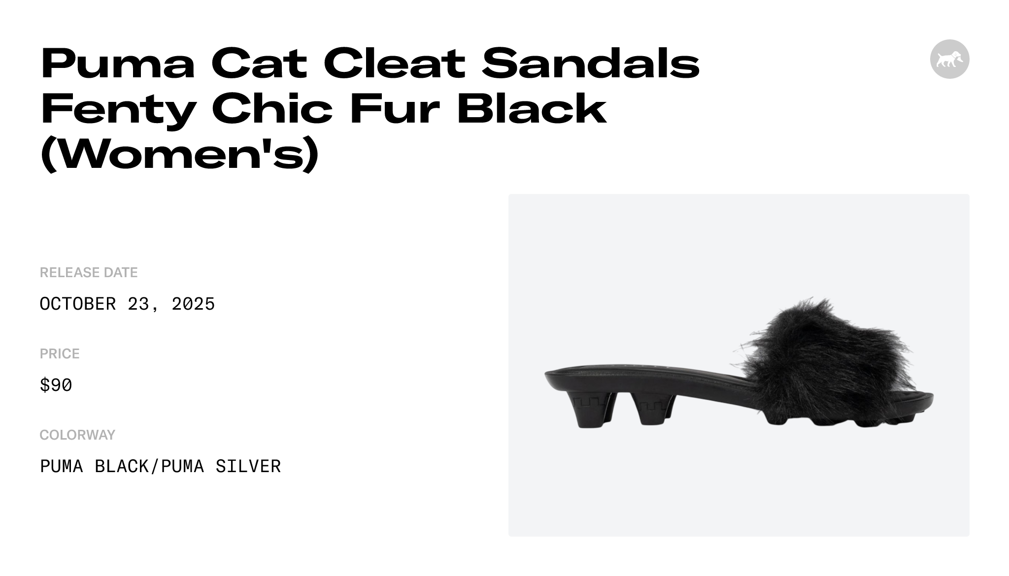 Puma Cat Cleat Sandals Fenty Chic Fur Black (Women's) - 404768-02