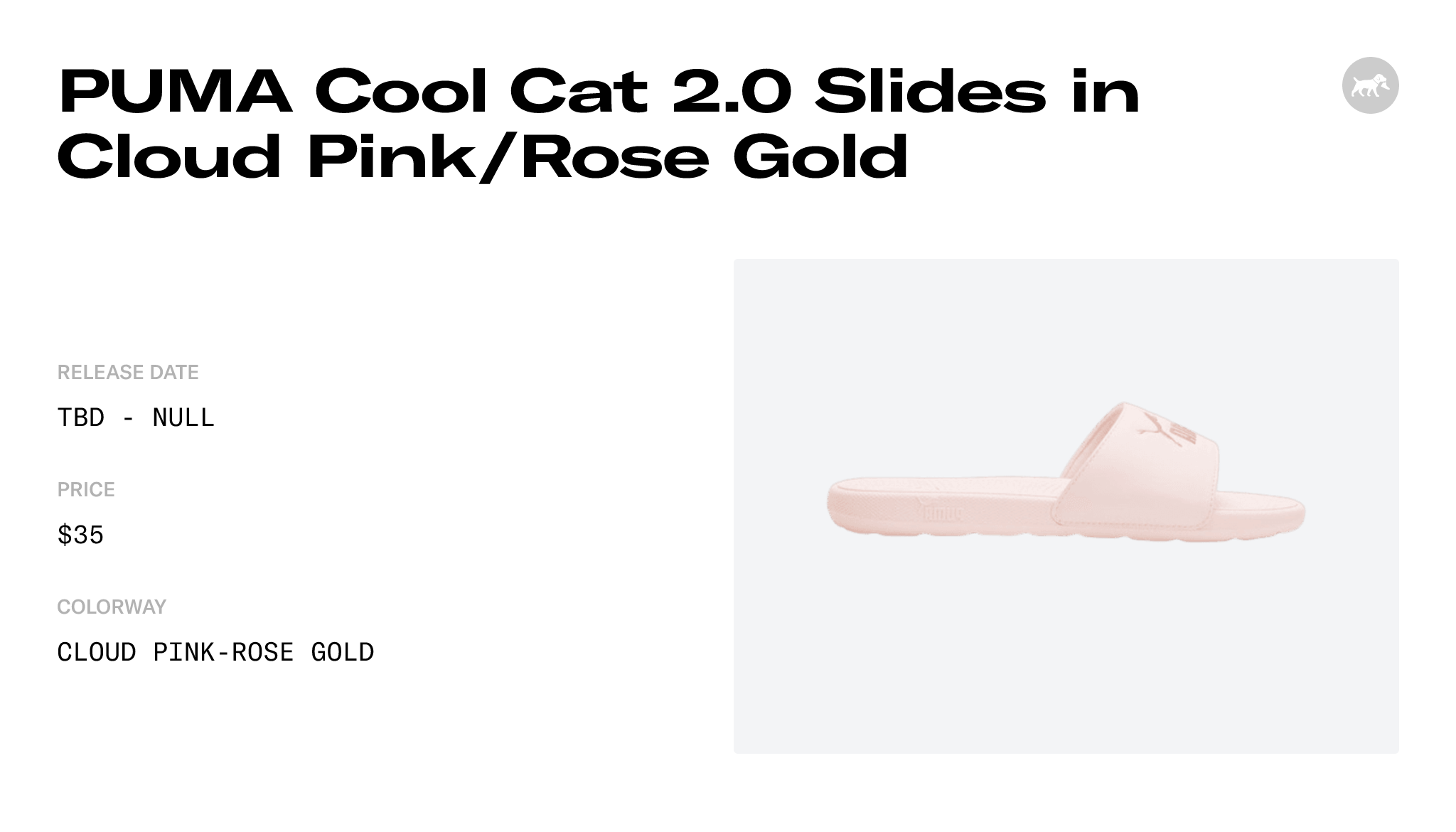 PUMA Cool Cat 2.0 Slides in Cloud Pink/Rose Gold - 389108-05 Release Info