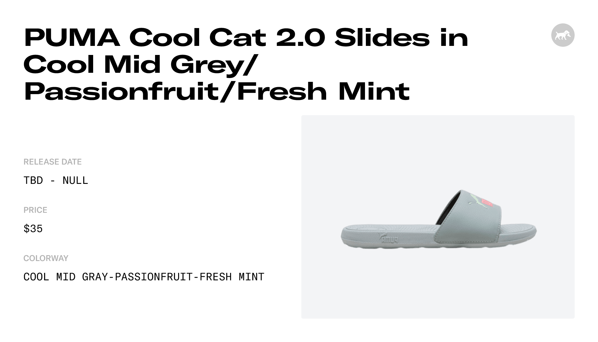 PUMA Cool Cat 2.0 Slides in Cool Mid Grey/Passionfruit/Fresh Mint ...