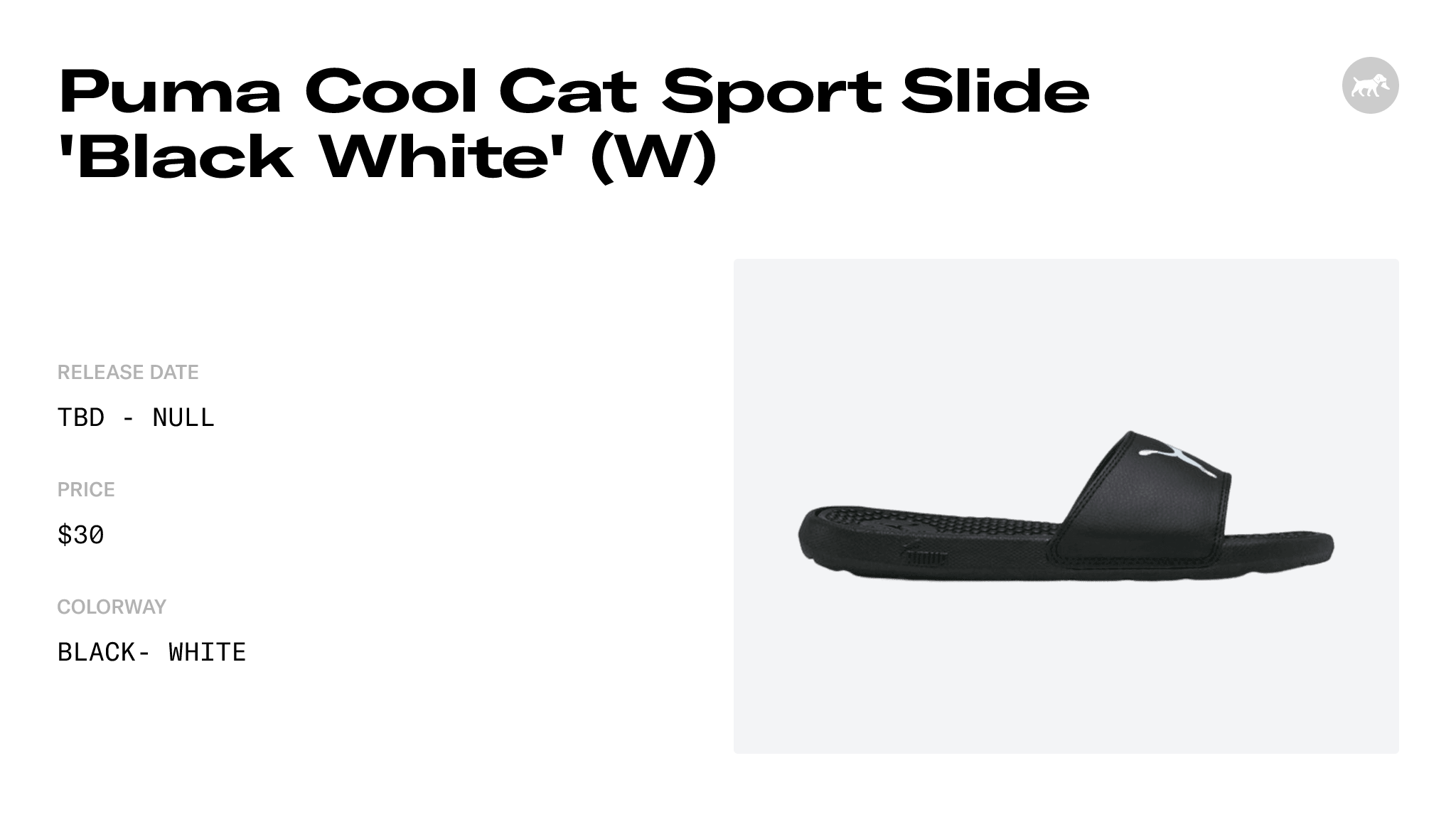 Puma Cool Cat Sport Slide 'Black White' (W) - 371016-04 Release Info