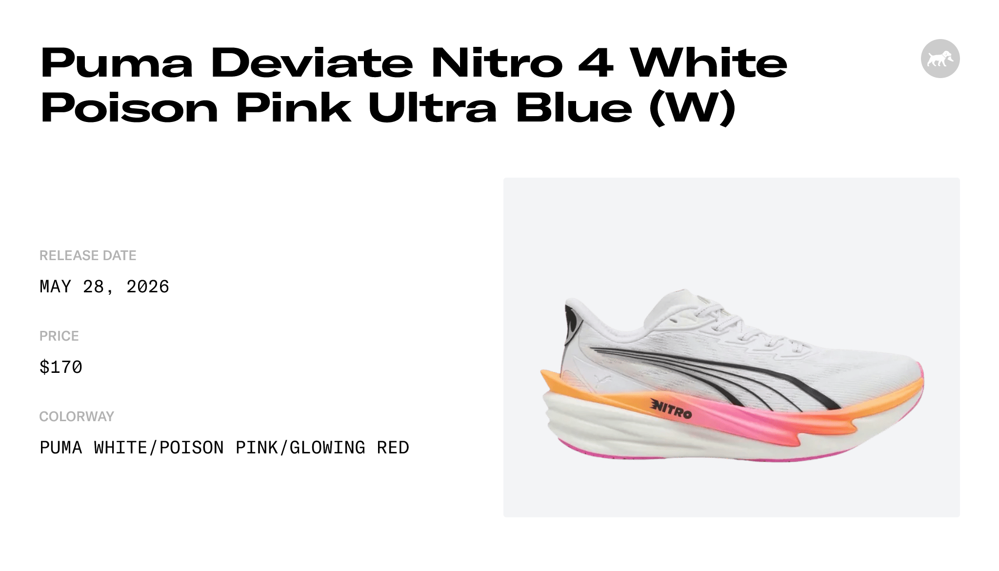 Puma Deviate Nitro 4 White Poison Pink Ultra Blue (W) - 312124-10