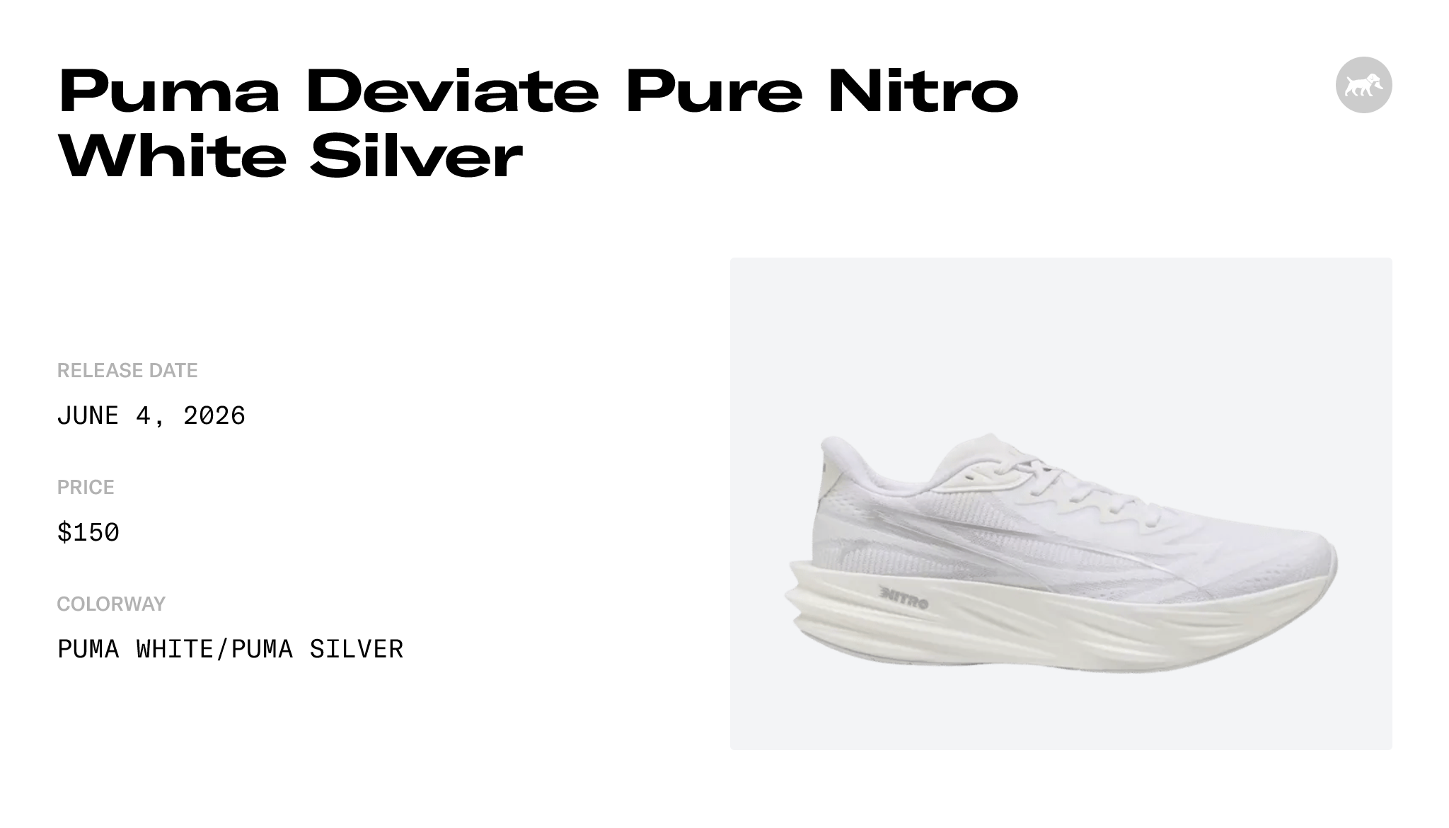 Puma Deviate Pure Nitro White Silver - 313904-01 Release Info