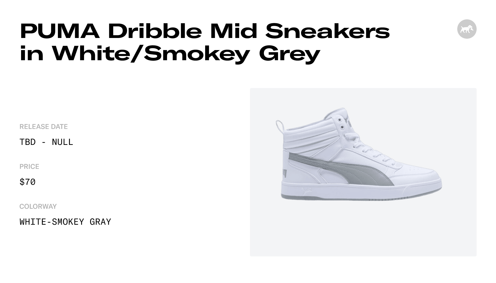 PUMA Dribble Mid Sneakers in White/Smokey Grey - 400980-04 Release Info