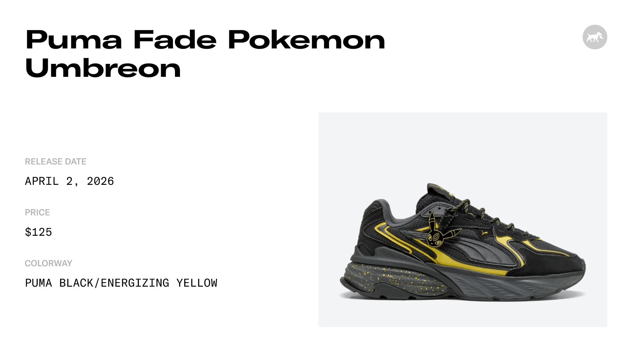 Puma Fade Pokemon Umbreon - 407024-01 Raffles & Where to Buy