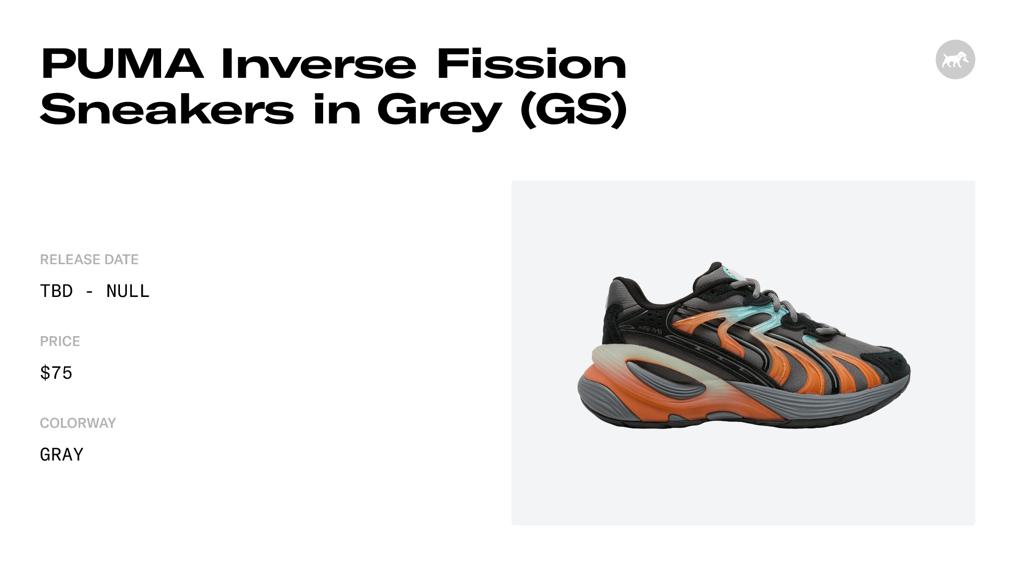 PUMA Inverse Fission Sneakers in Grey (GS) - 402899-01 Release Info