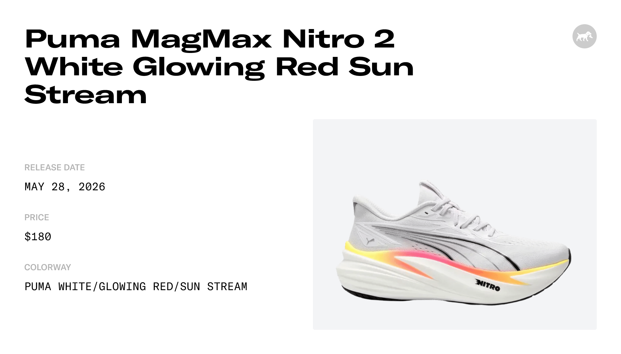 Puma MagMax Nitro 2 White Glowing Red Sun Stream - 312125-08