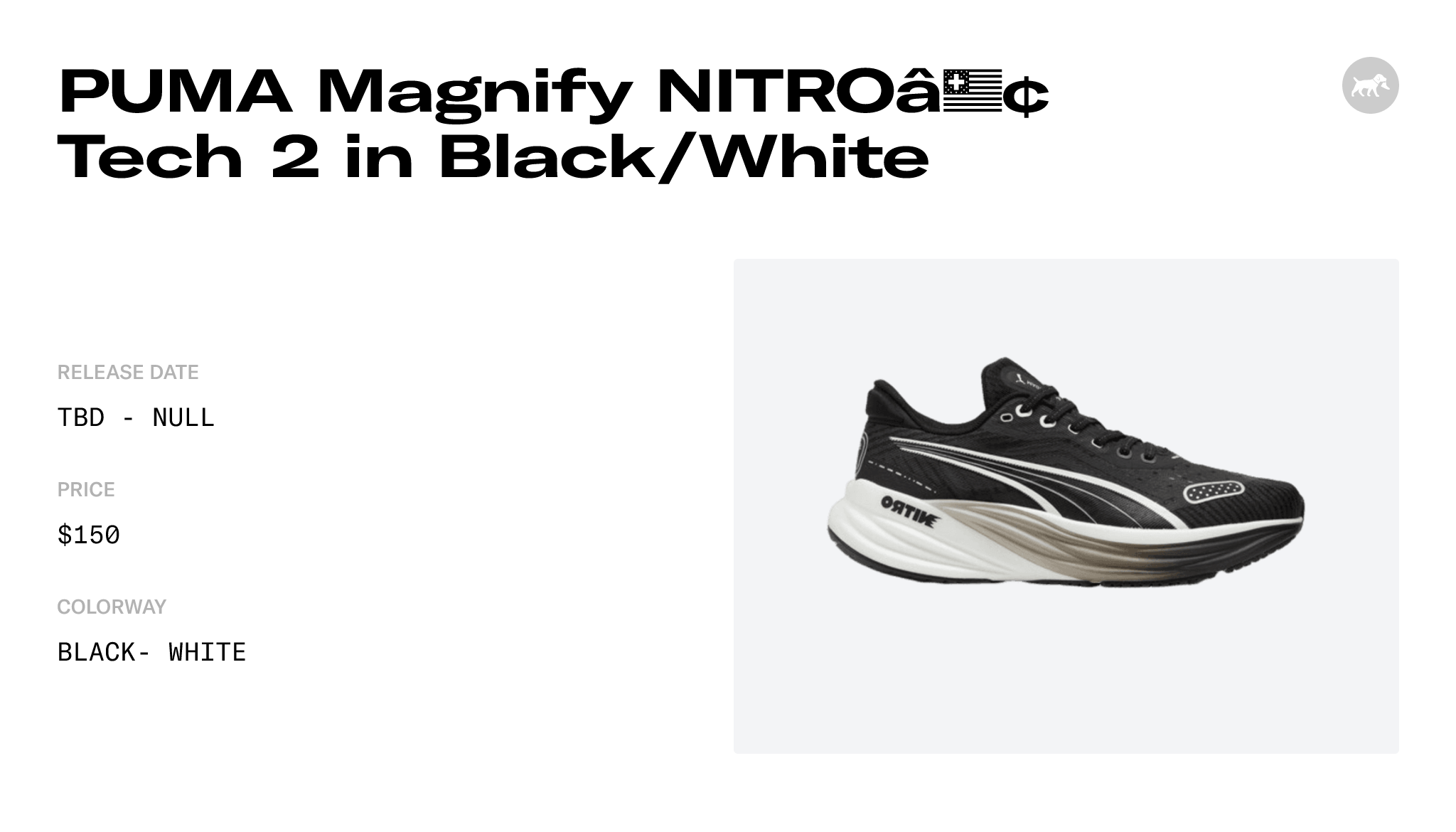 PUMA Magnify NITROâ ¢ Tech 2 in Black/White - 380090-01 Release Info