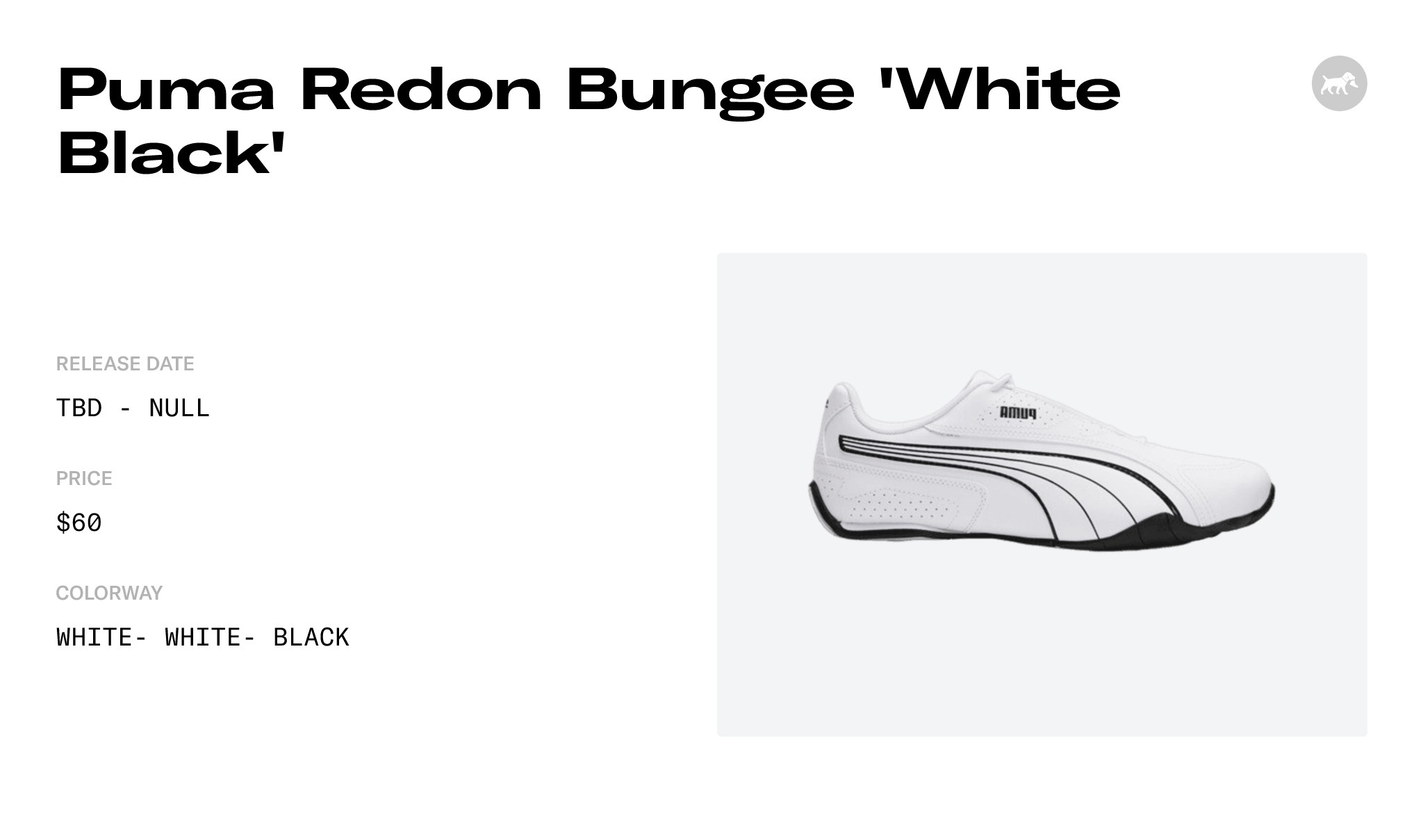 Puma Redon Bungee 'White Black' - 388167-01 Release Info