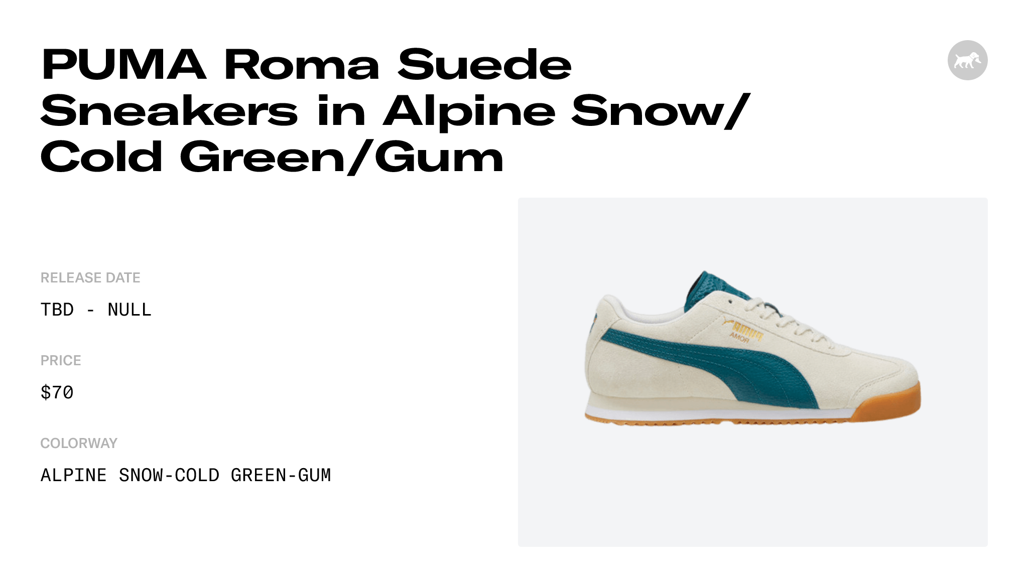 PUMA Roma Suede Sneakers in Alpine Snow/Cold Green/Gum - 398635-02 ...