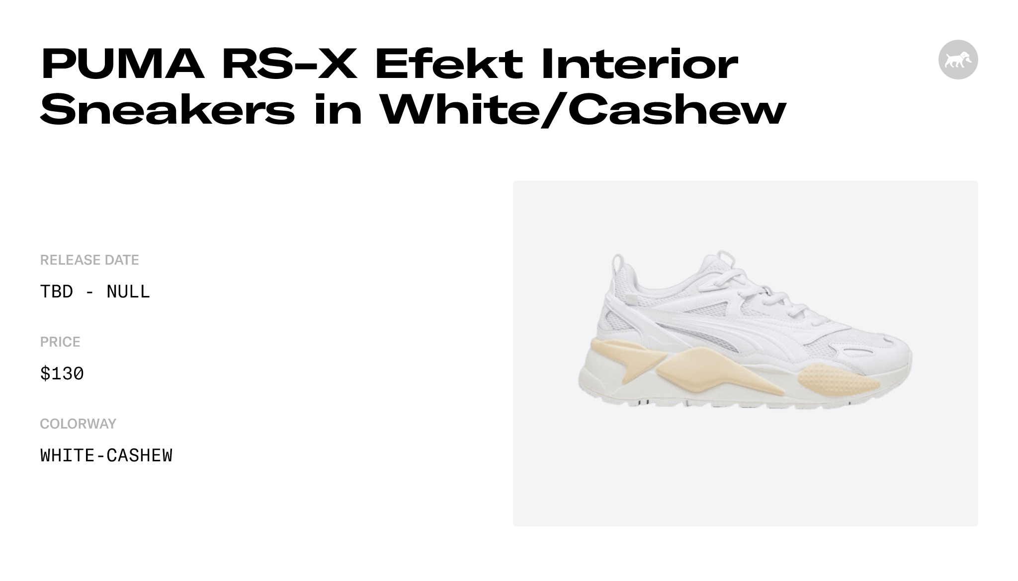 PUMA RS-X Efekt Interior Sneakers in White/Cashew - 393226-01 Release Info