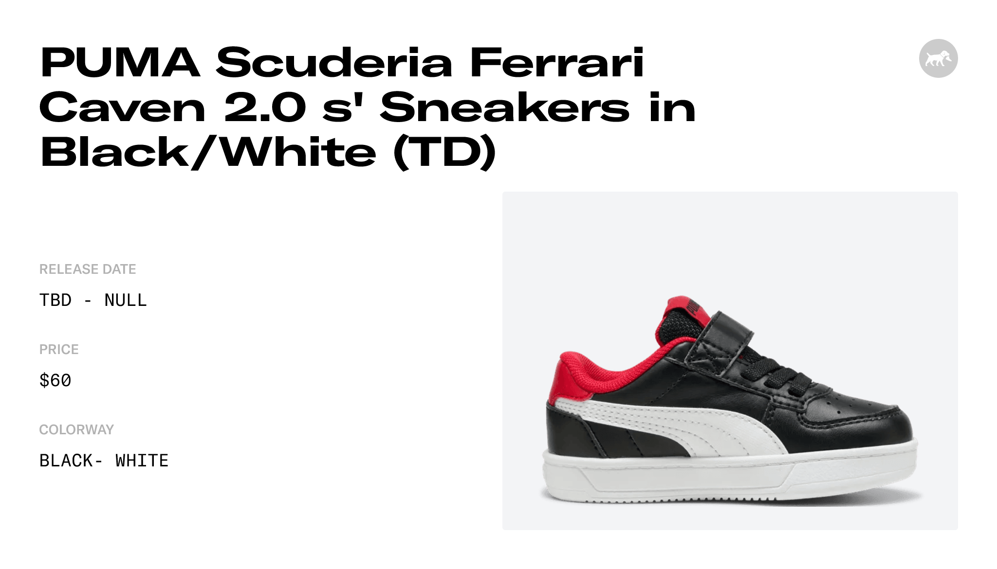 PUMA Scuderia Ferrari Caven 2.0 s' Sneakers in Black/White (TD ...