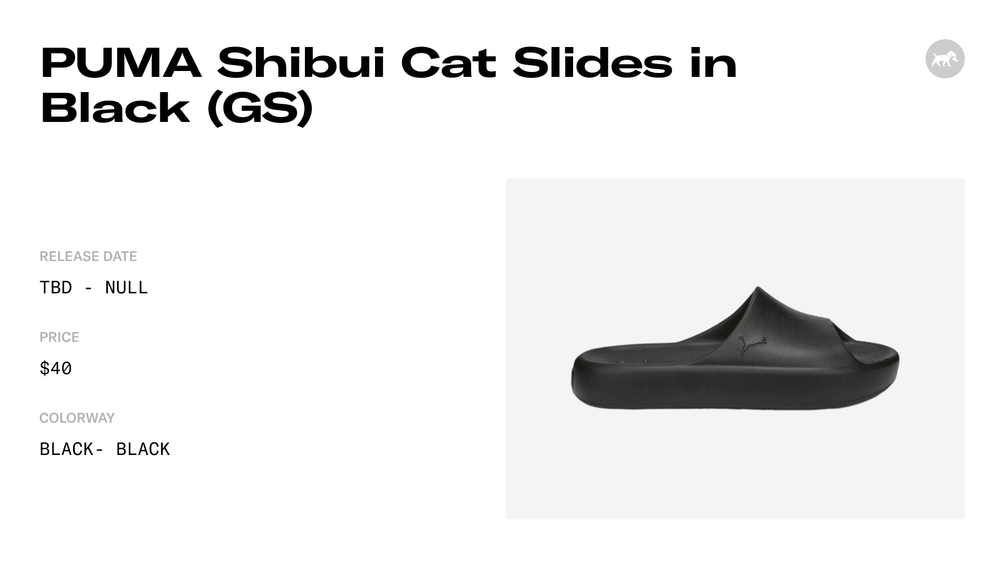 PUMA Shibui Cat Slides in Black (GS) - 390878-01 Release Info