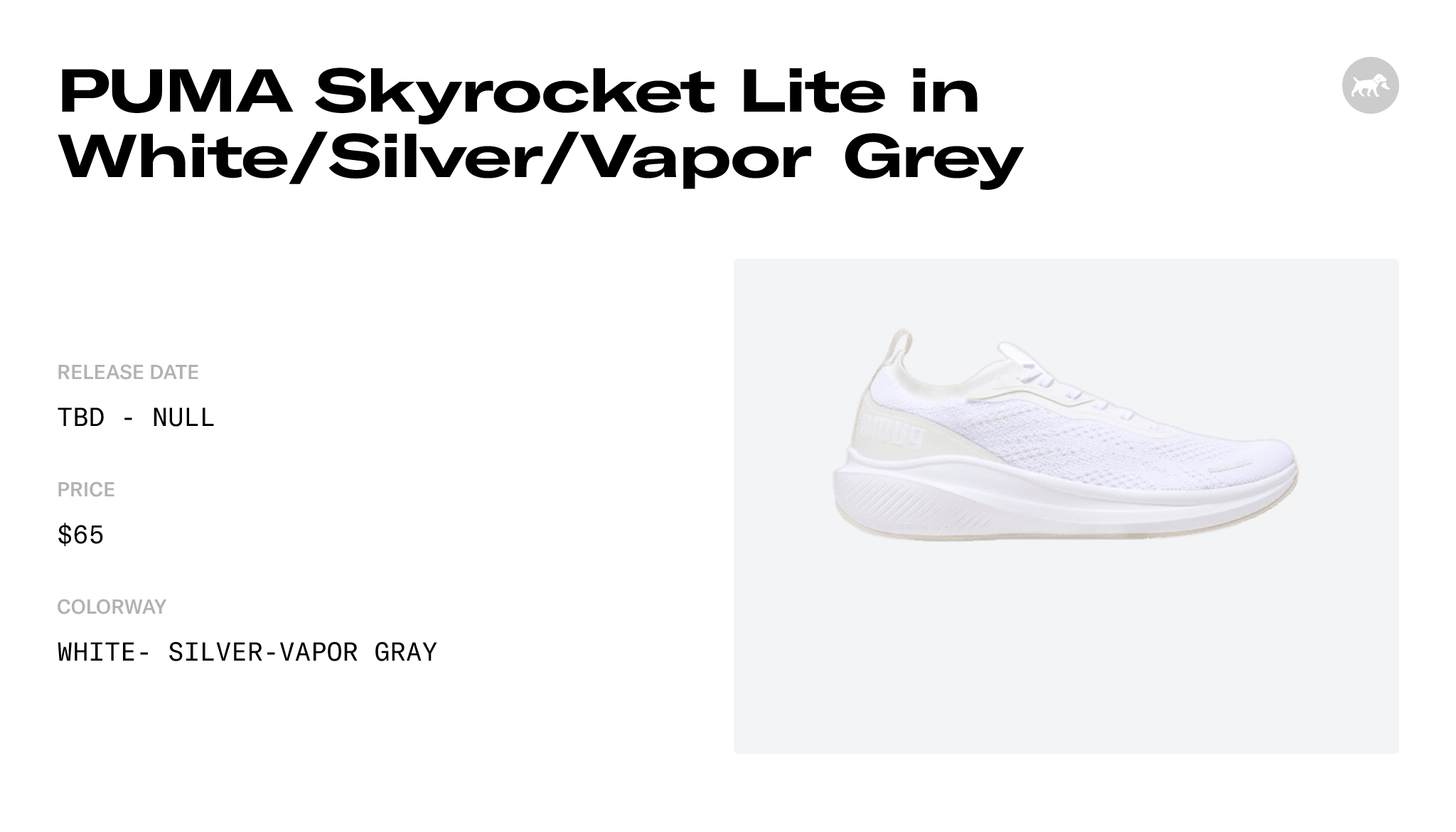 PUMA Skyrocket Lite in White/Silver/Vapor Grey - 311237-09 Release Info