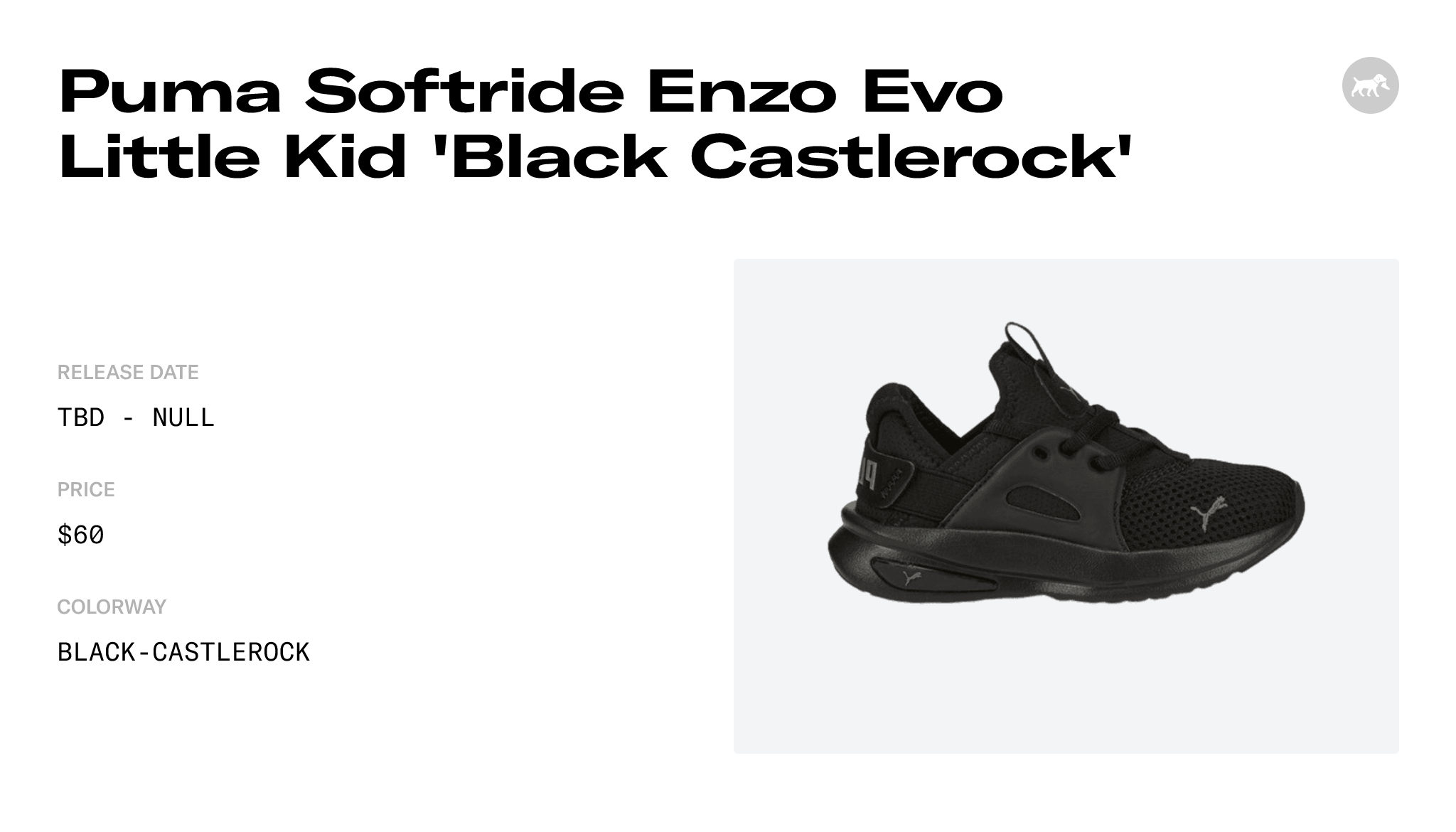 Puma Softride Enzo Evo Little Kid 'Black Castlerock' - 387053-01 ...