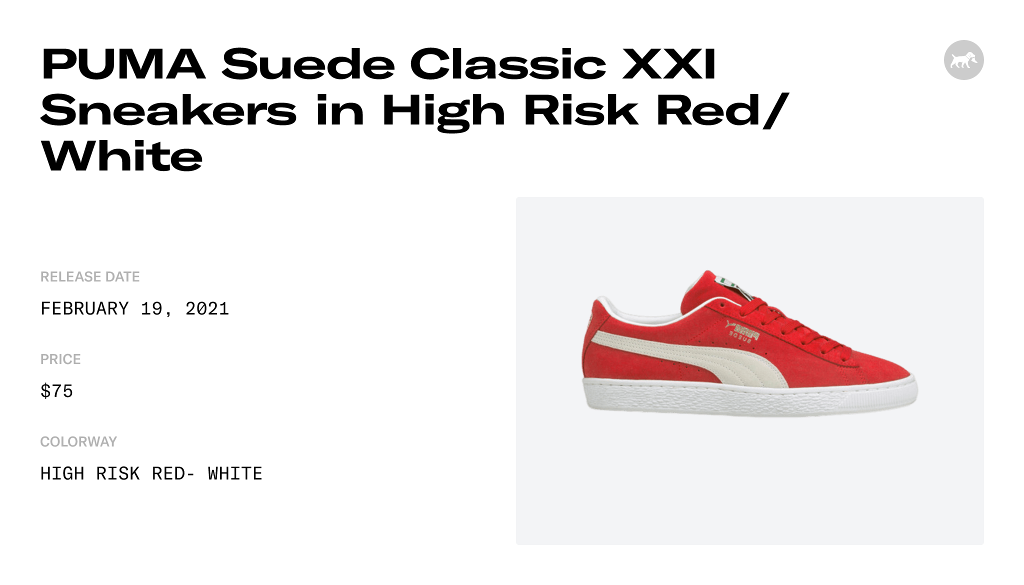 PUMA Suede Classic XXI Sneakers in High Risk Red/White - 374915-02