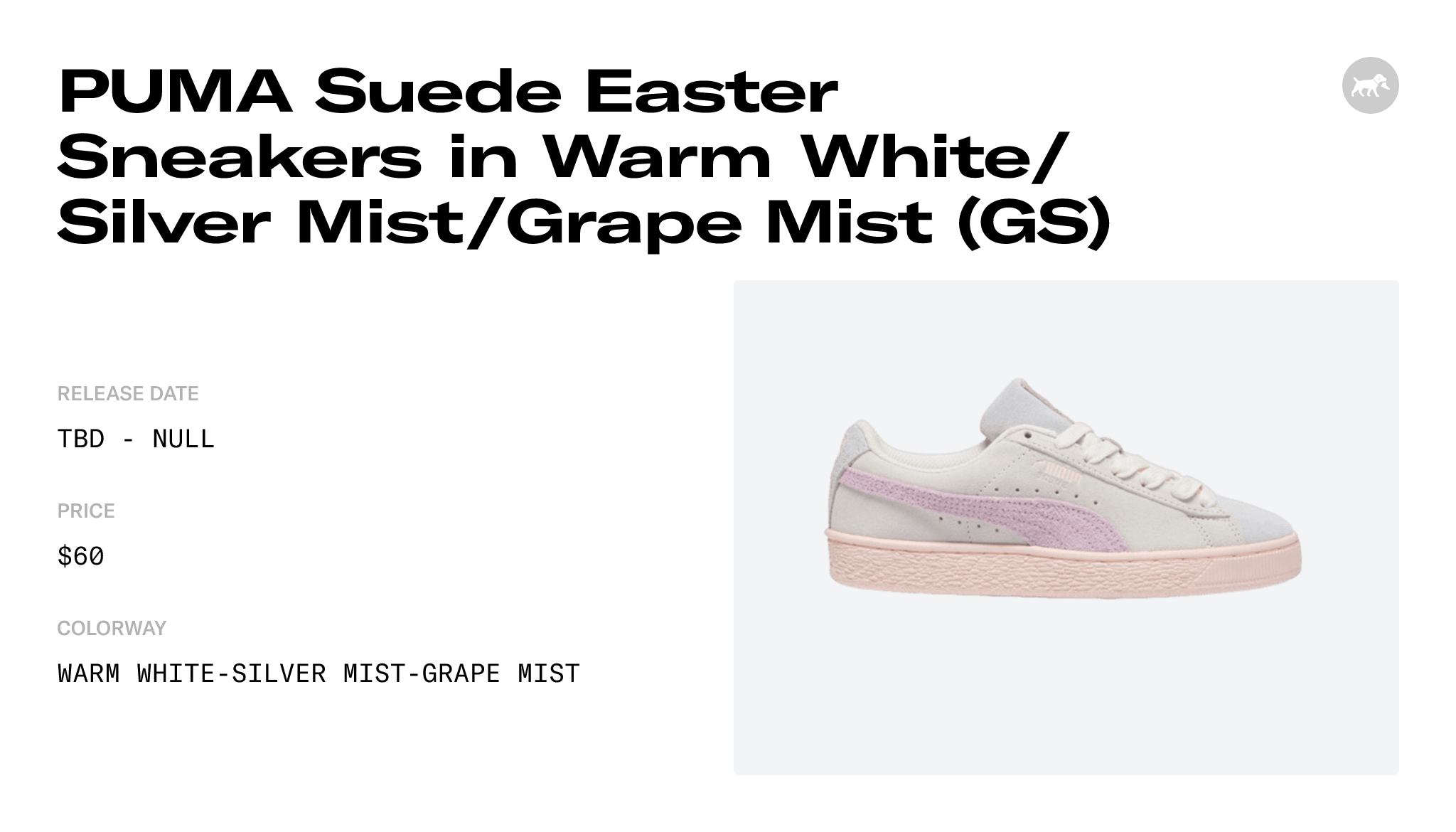 PUMA Suede Easter Sneakers in Warm White/Silver Mist/Grape Mist (GS ...