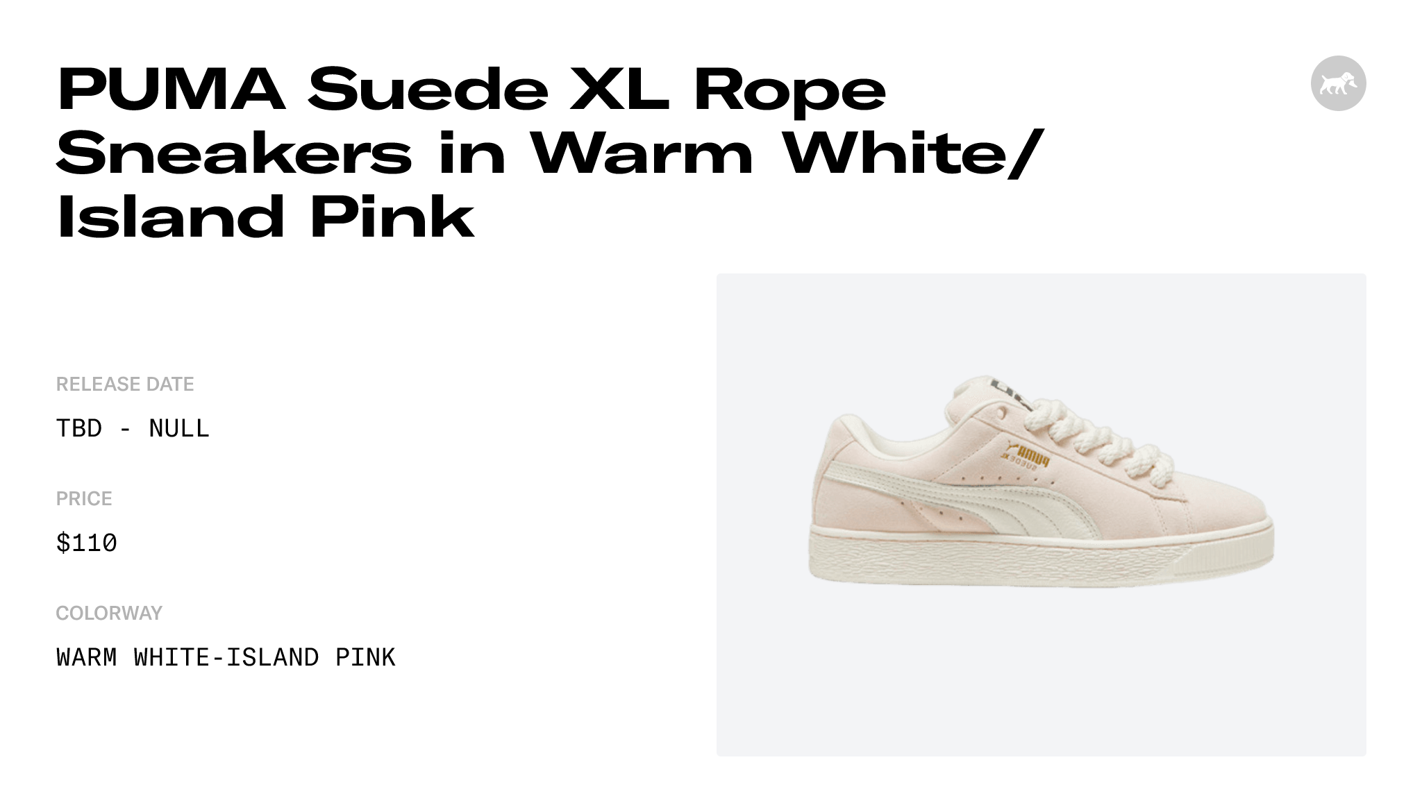 PUMA Suede XL Rope Sneakers in Warm White/Island Pink - 398708-02 ...
