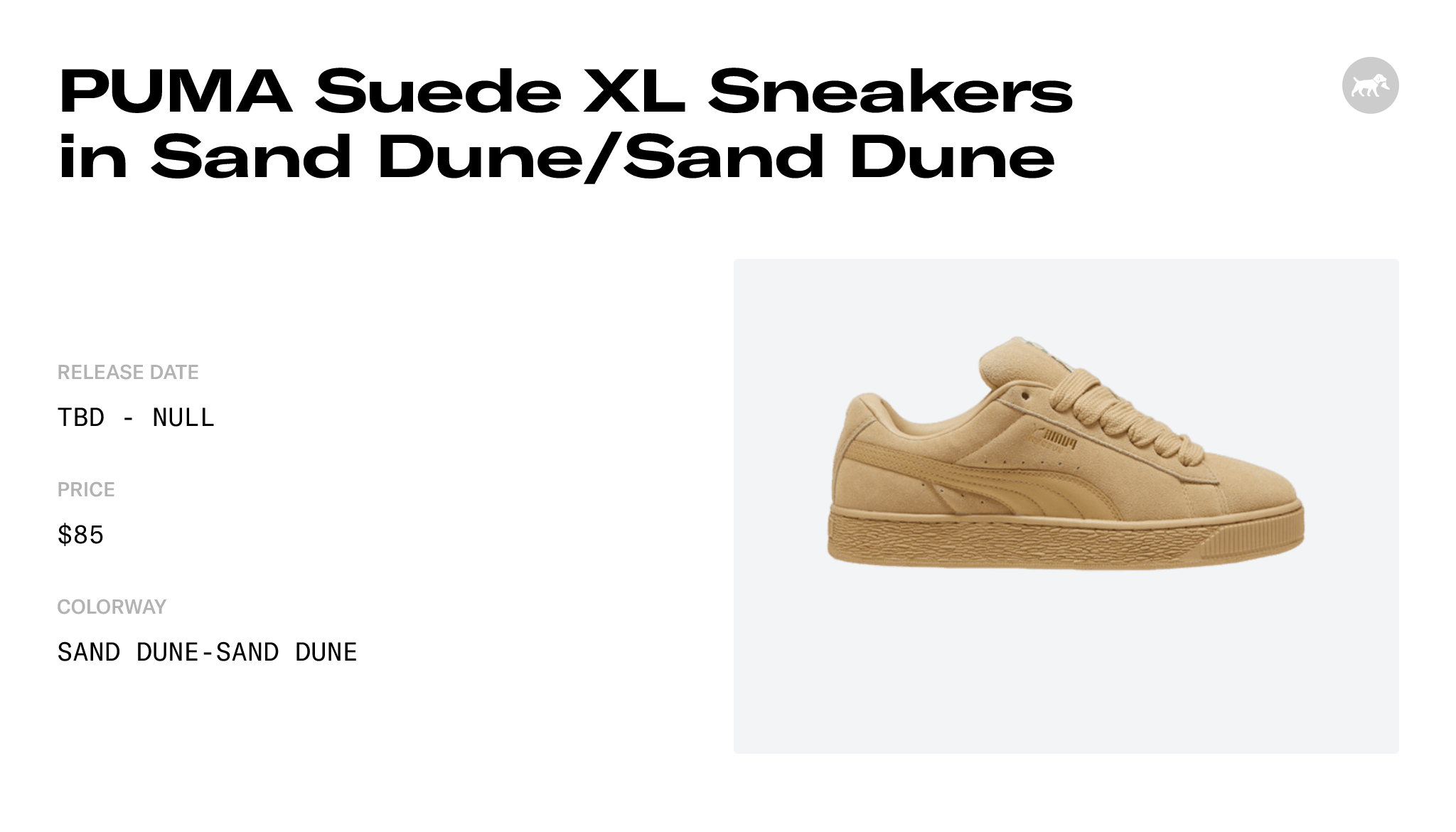 PUMA Suede XL Sneakers in Sand Dune/Sand Dune - 395205-35 Release Info