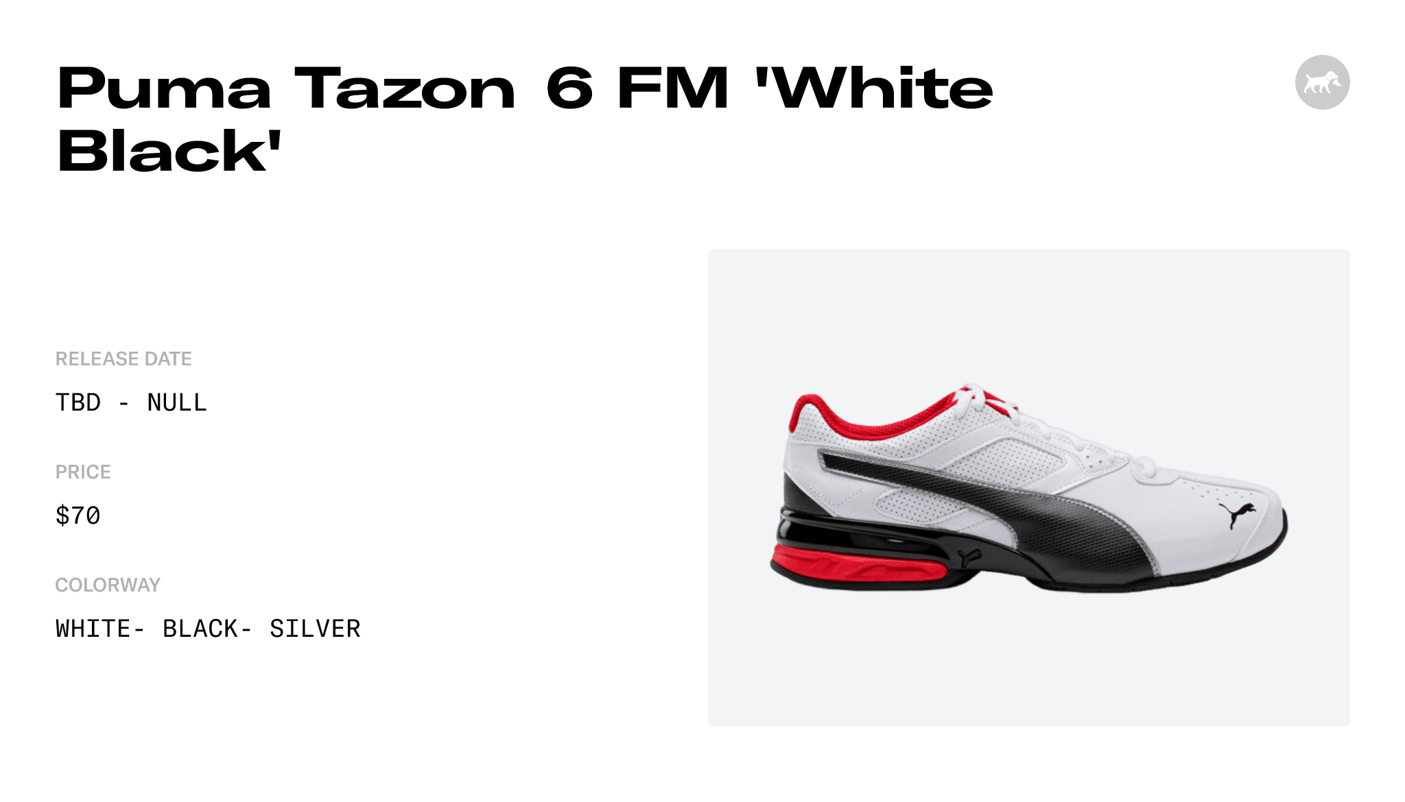 Puma Tazon 6 FM 'White Black' - 189873-02 Release Info