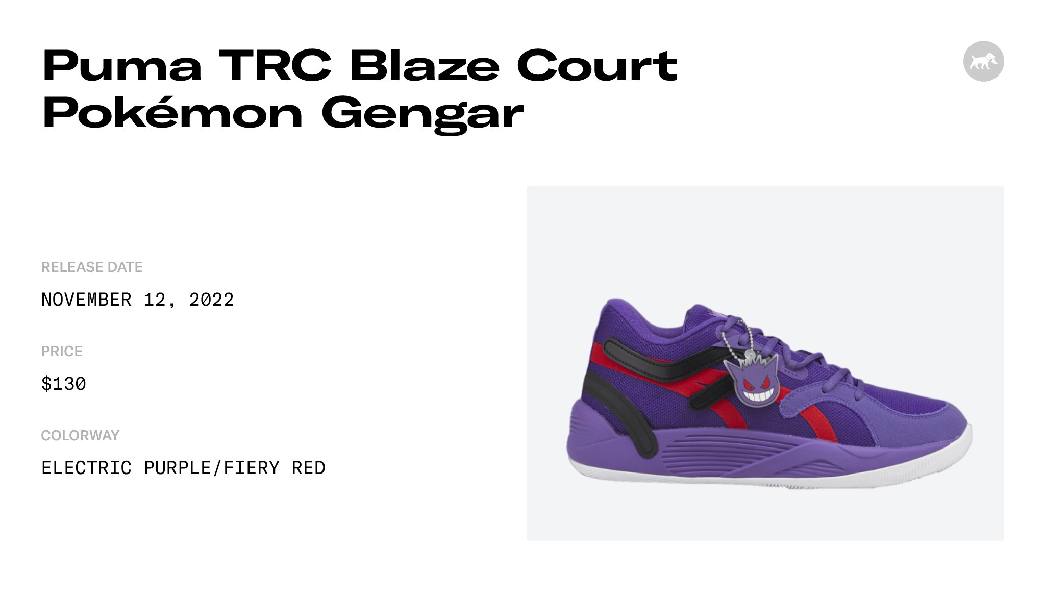 Puma TRC Blaze Court Pokémon Gengar - 377652-01 Raffles & Where to Buy