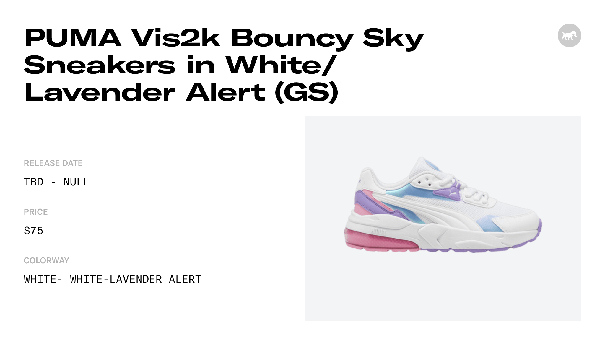 PUMA Vis2k Bouncy Sky Sneakers in White/Lavender Alert (GS) - 398008-01 ...