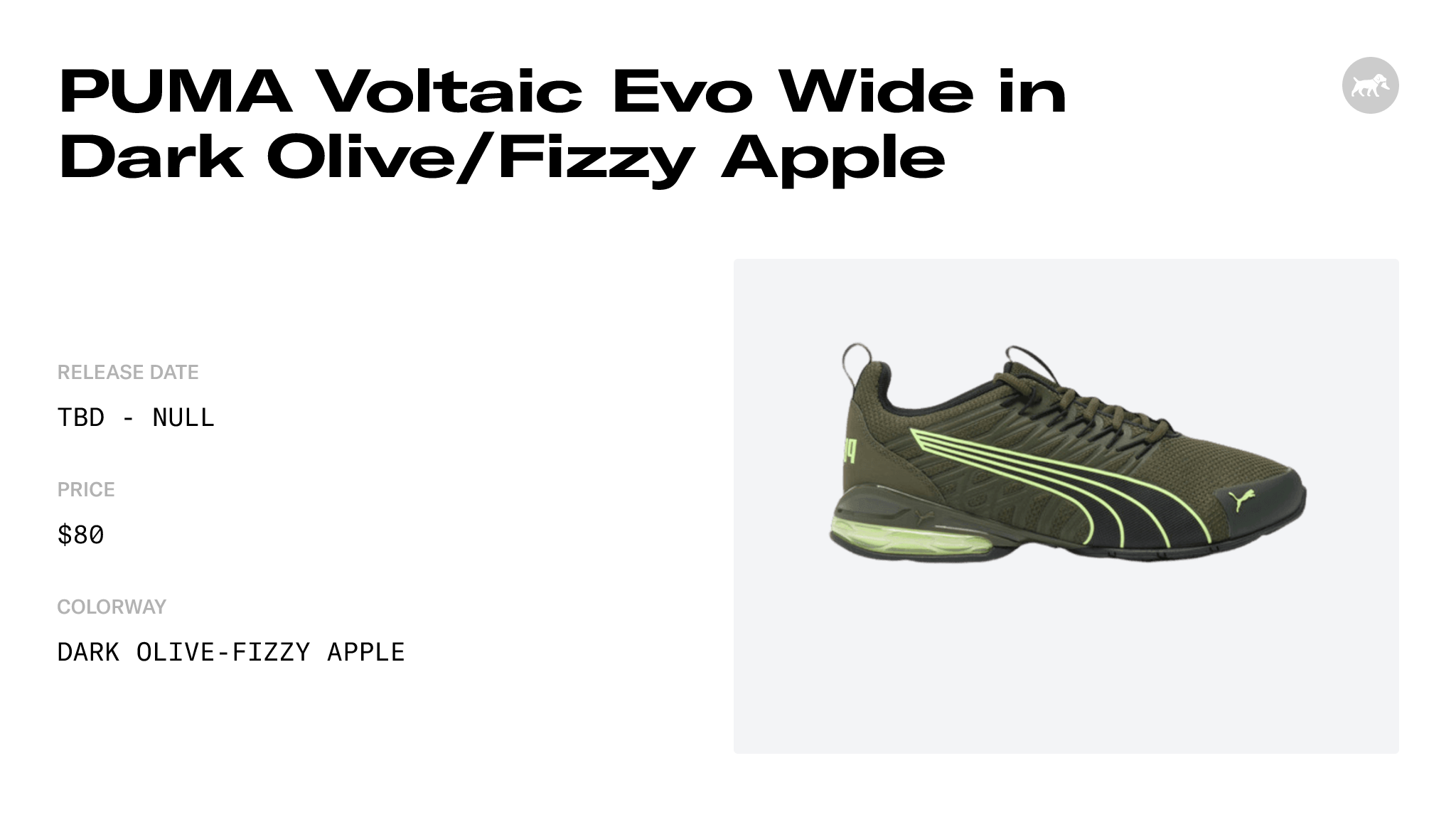 PUMA Voltaic Evo Wide in Dark Olive/Fizzy Apple - 310727-05 Release Info