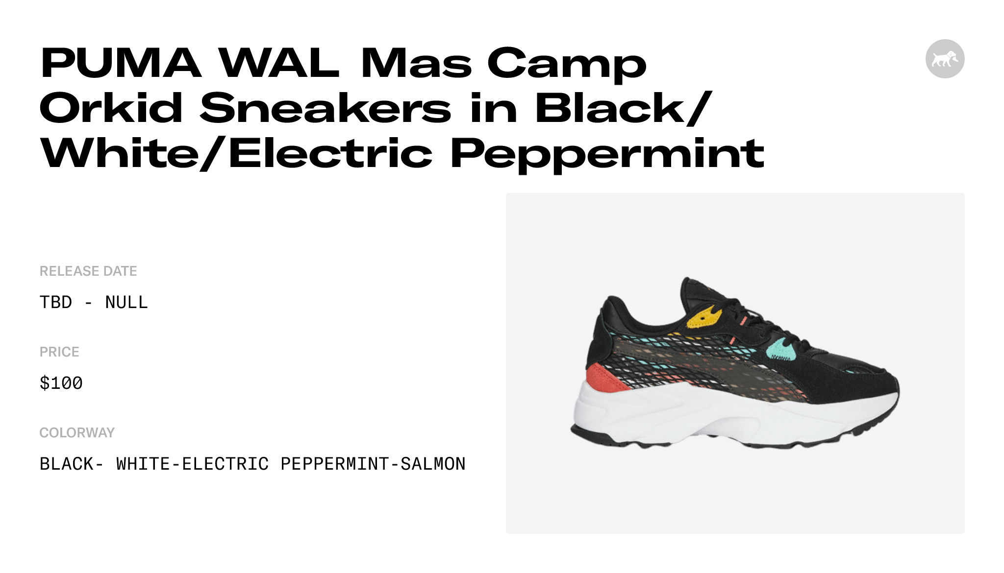 PUMA WAL Mas Camp Orkid Sneakers in Black/White/Electric Peppermint ...