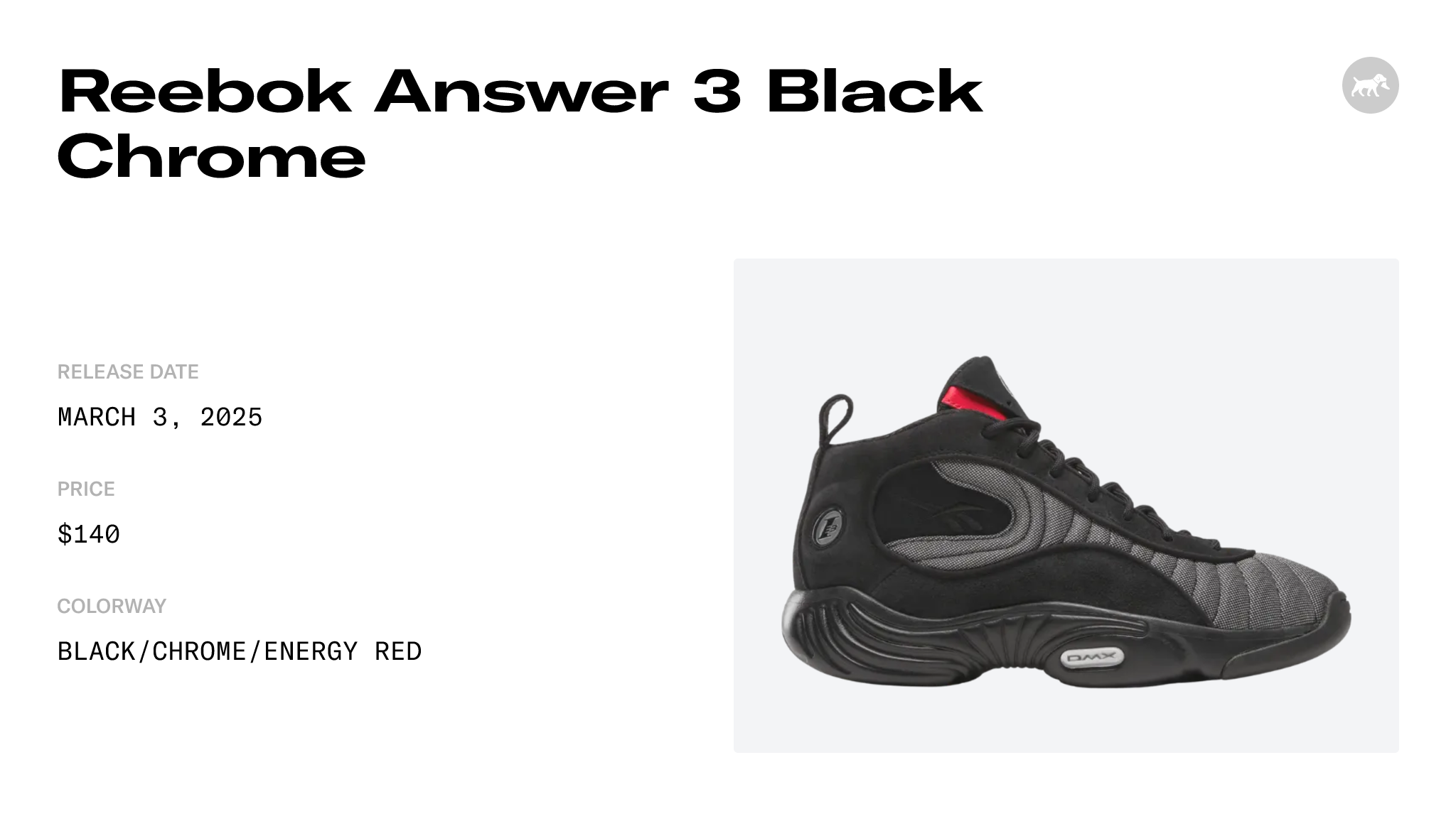 Reebok Answer 3 Black Chrome - 100209104 Raffles & Where to Buy