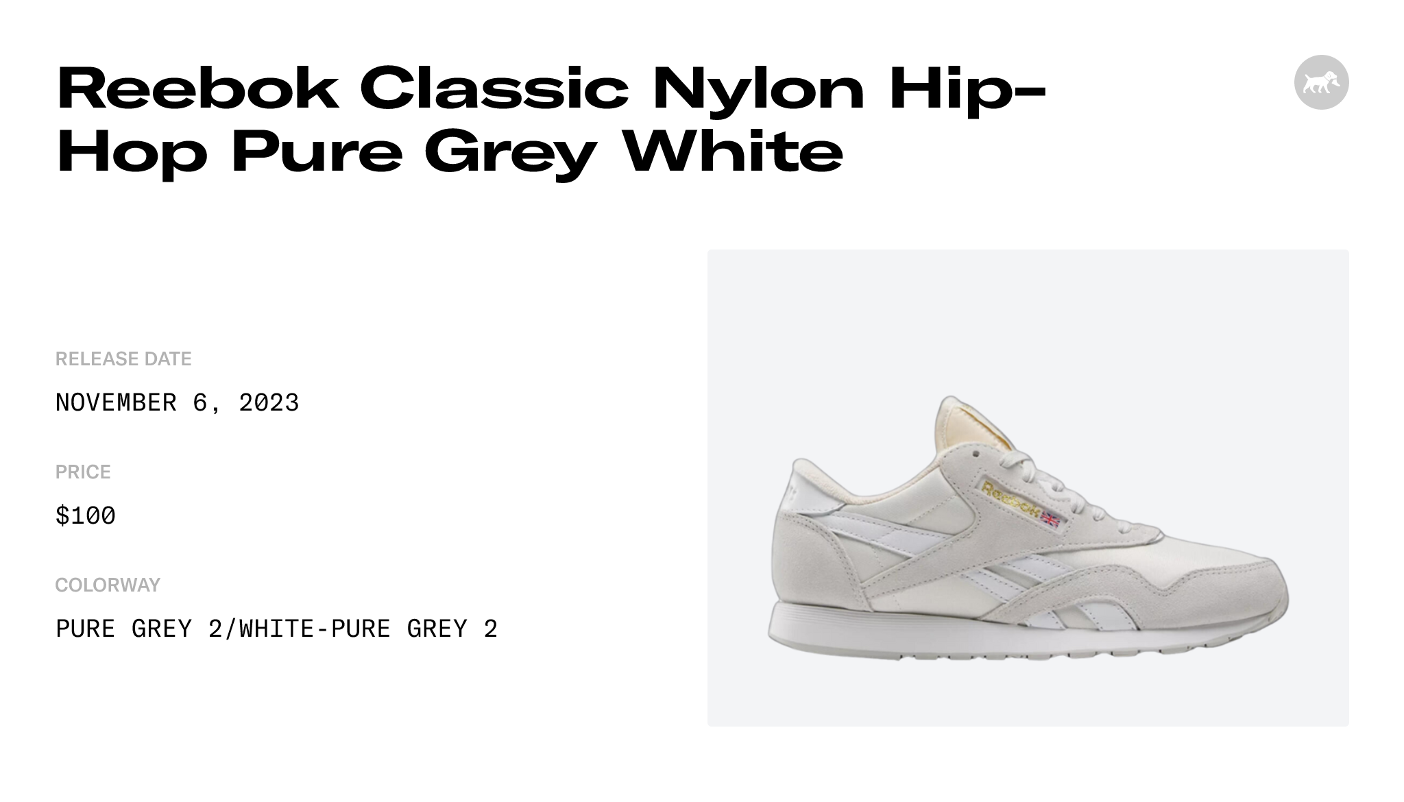 Reebok Classic Nylon Hip-Hop Pure Grey White - 100073830
