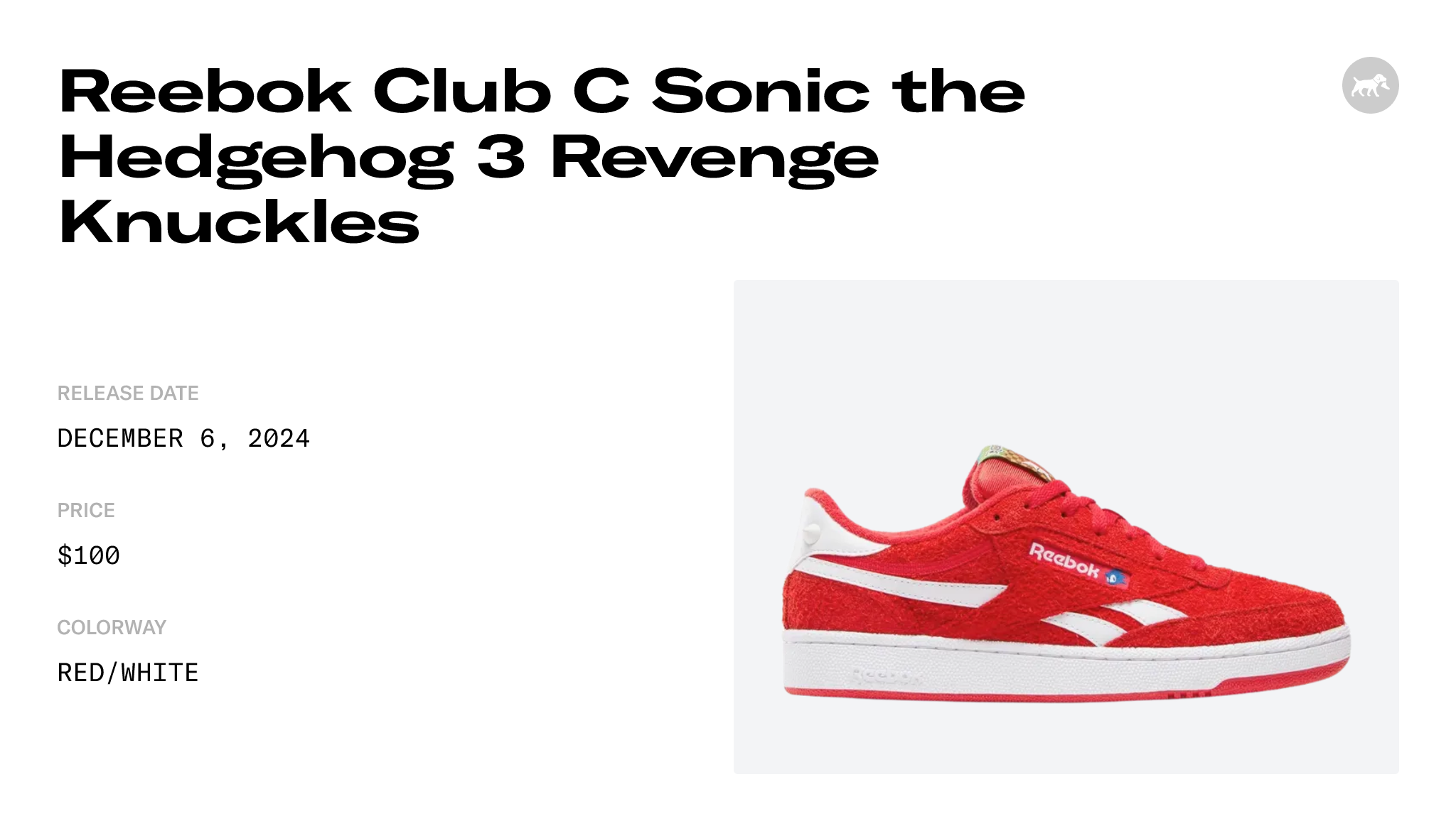 Reebok Club C Sonic the Hedgehog 3 Revenge Knuckles - 100220281