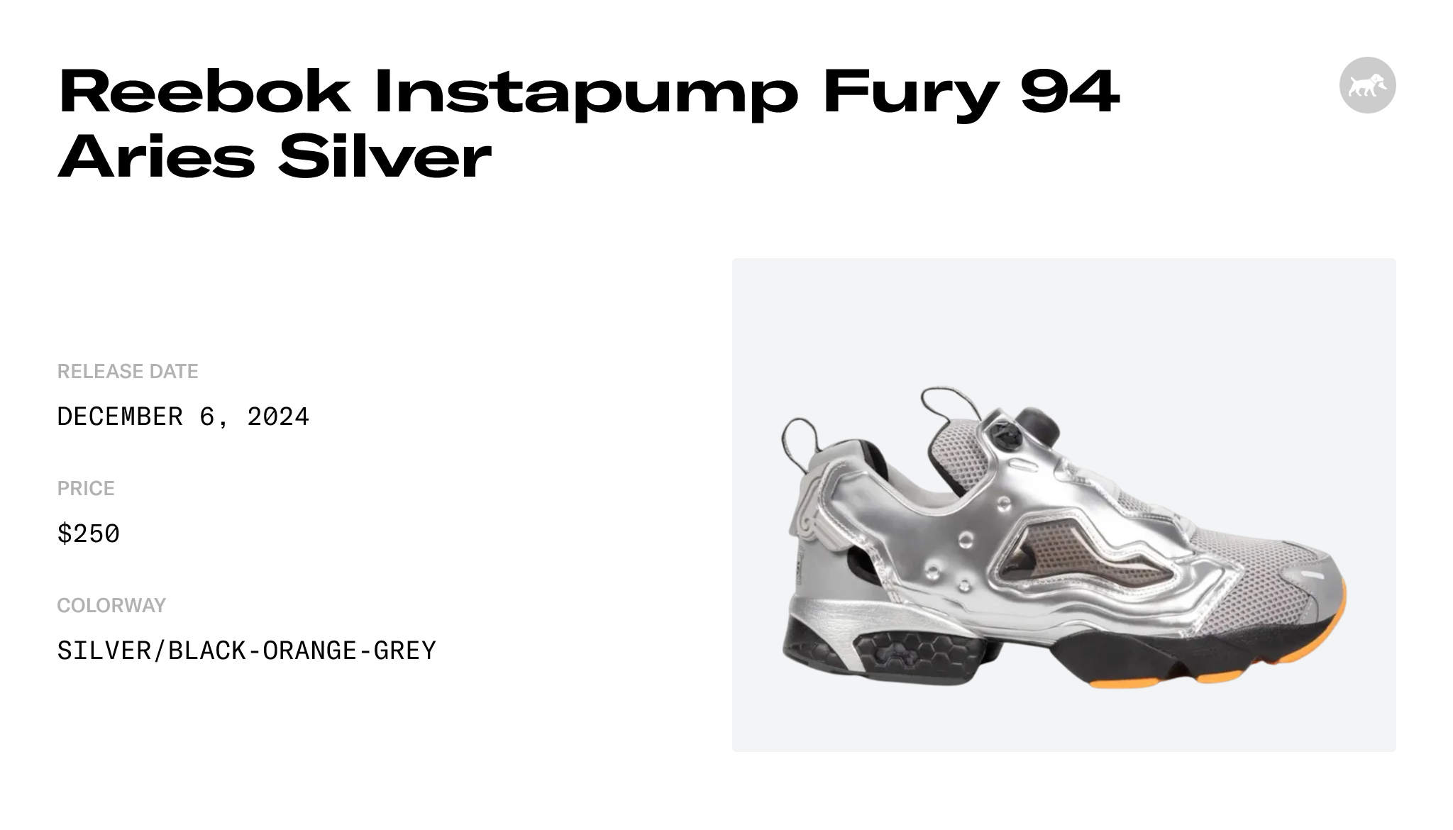 Reebok Instapump Fury 94 Aries Silver - 100208649 Raffles & Where to Buy