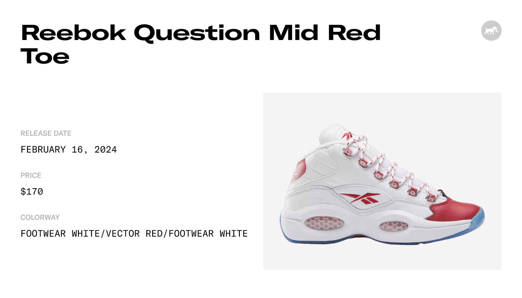 Reebok Question Mid Red Toe - 100074721 Raffles & Where to Buy